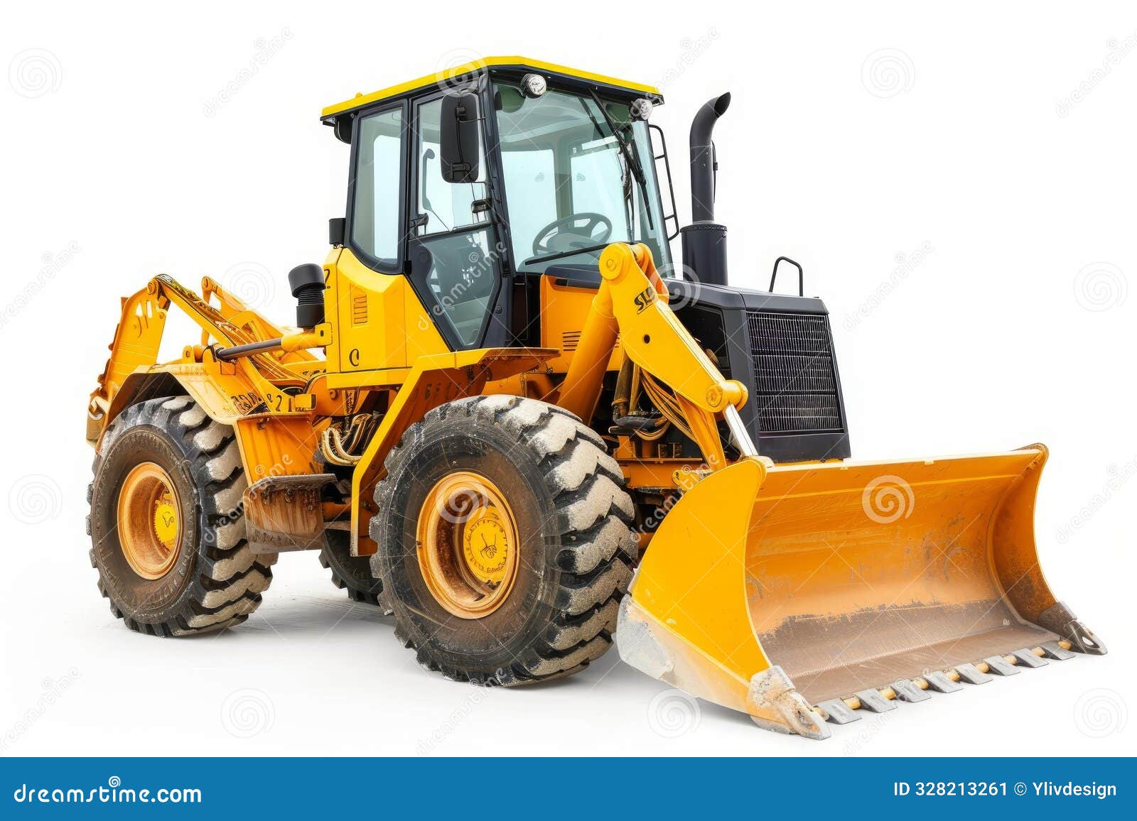 Yellow Wheel Loader on White Background Stock Image - Image of ...