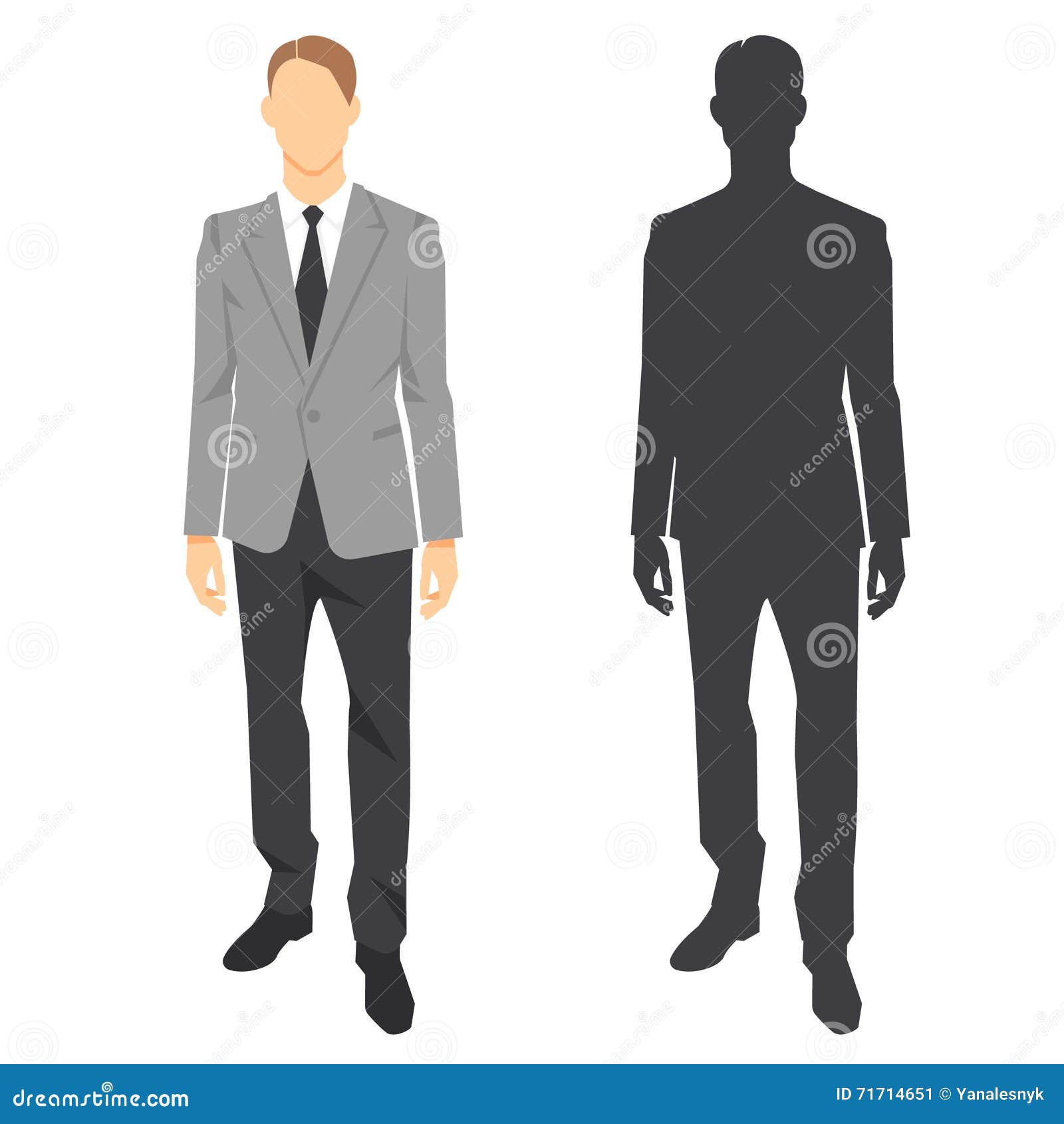 Isolated Image of Office Male Manager Assistant, Flat Vector Silhouette ...