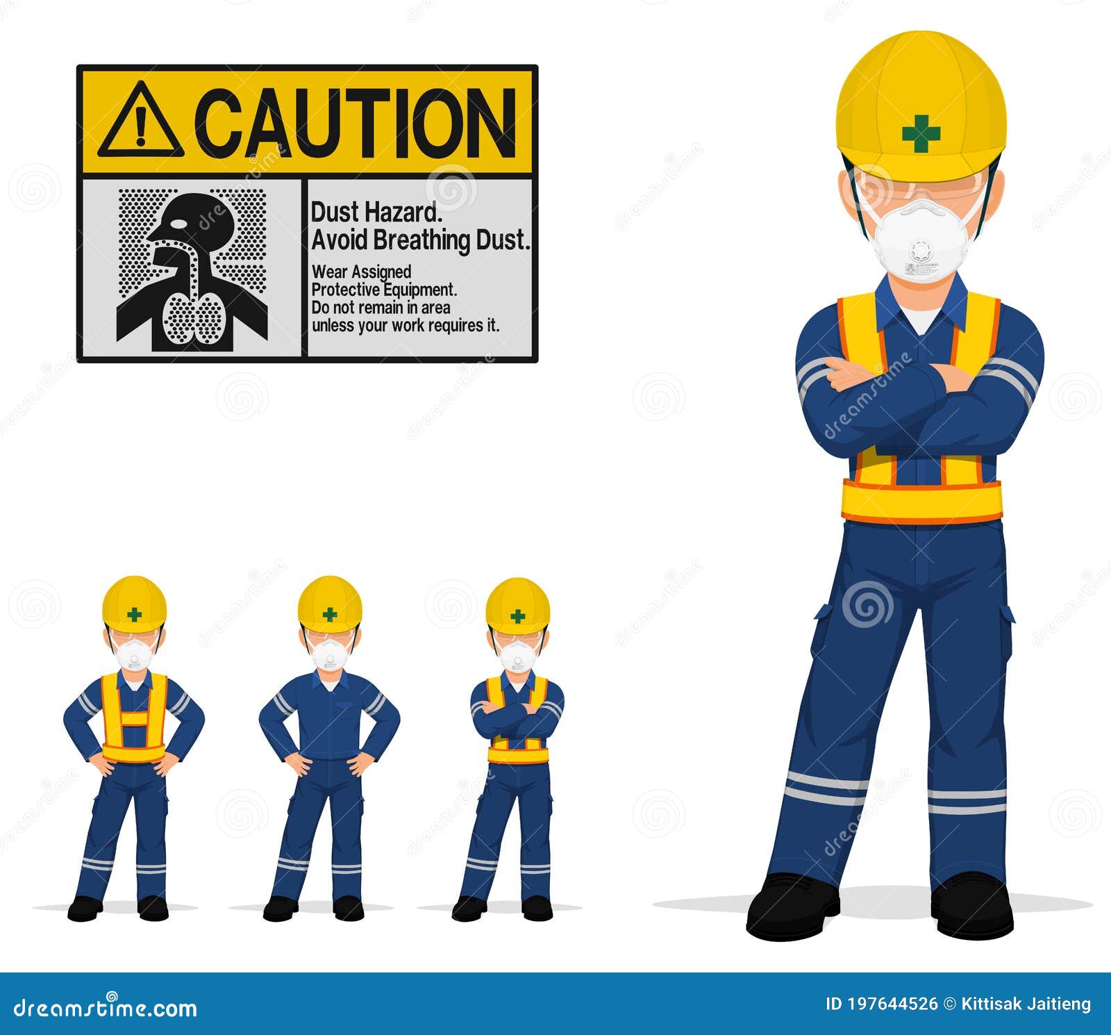 An Isolated Industrial Worker with a Dust Mask on Transparent ...