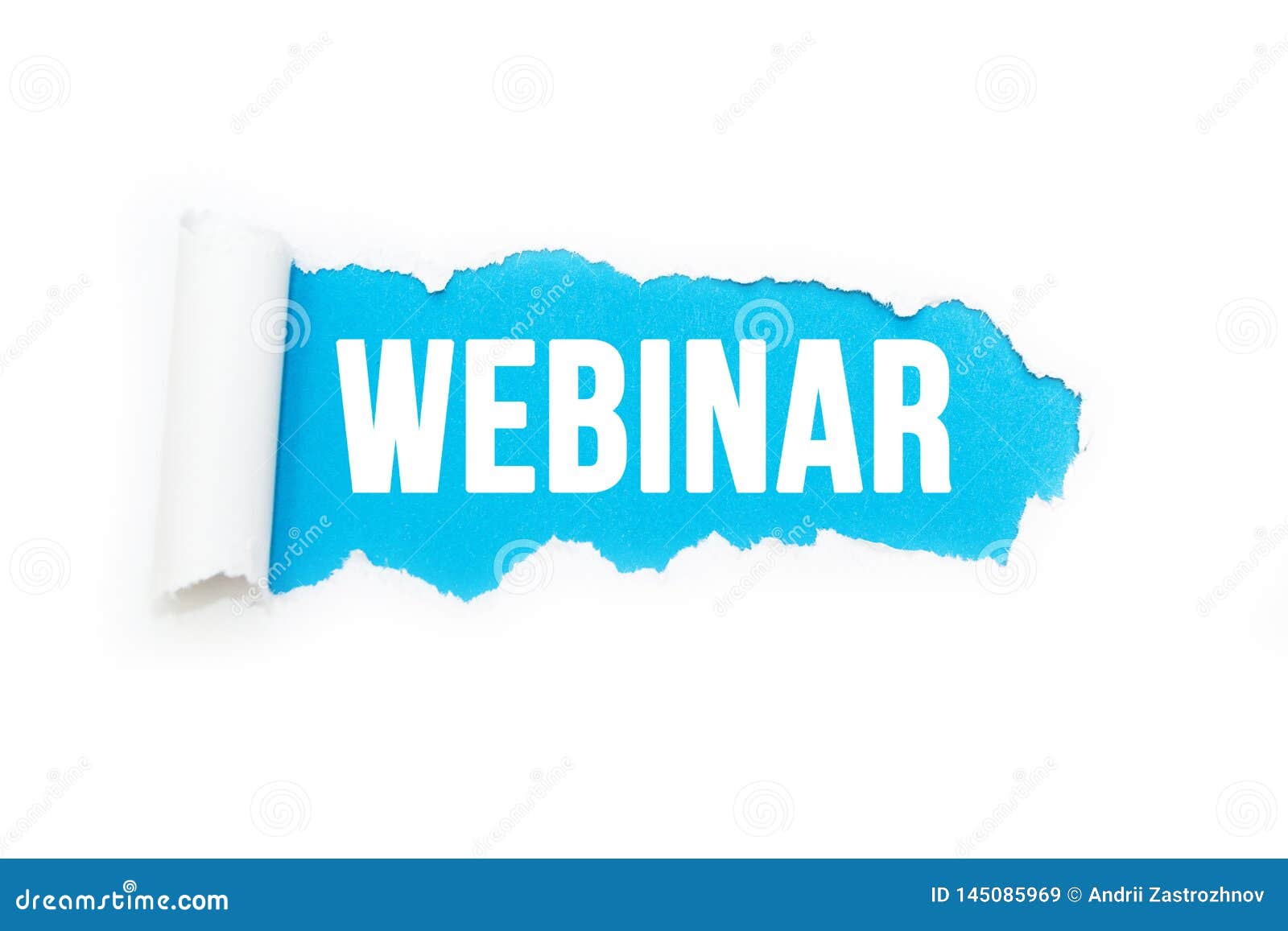 Isolated Inscription `webinar` on a Blue Background, Ripping Paper ...