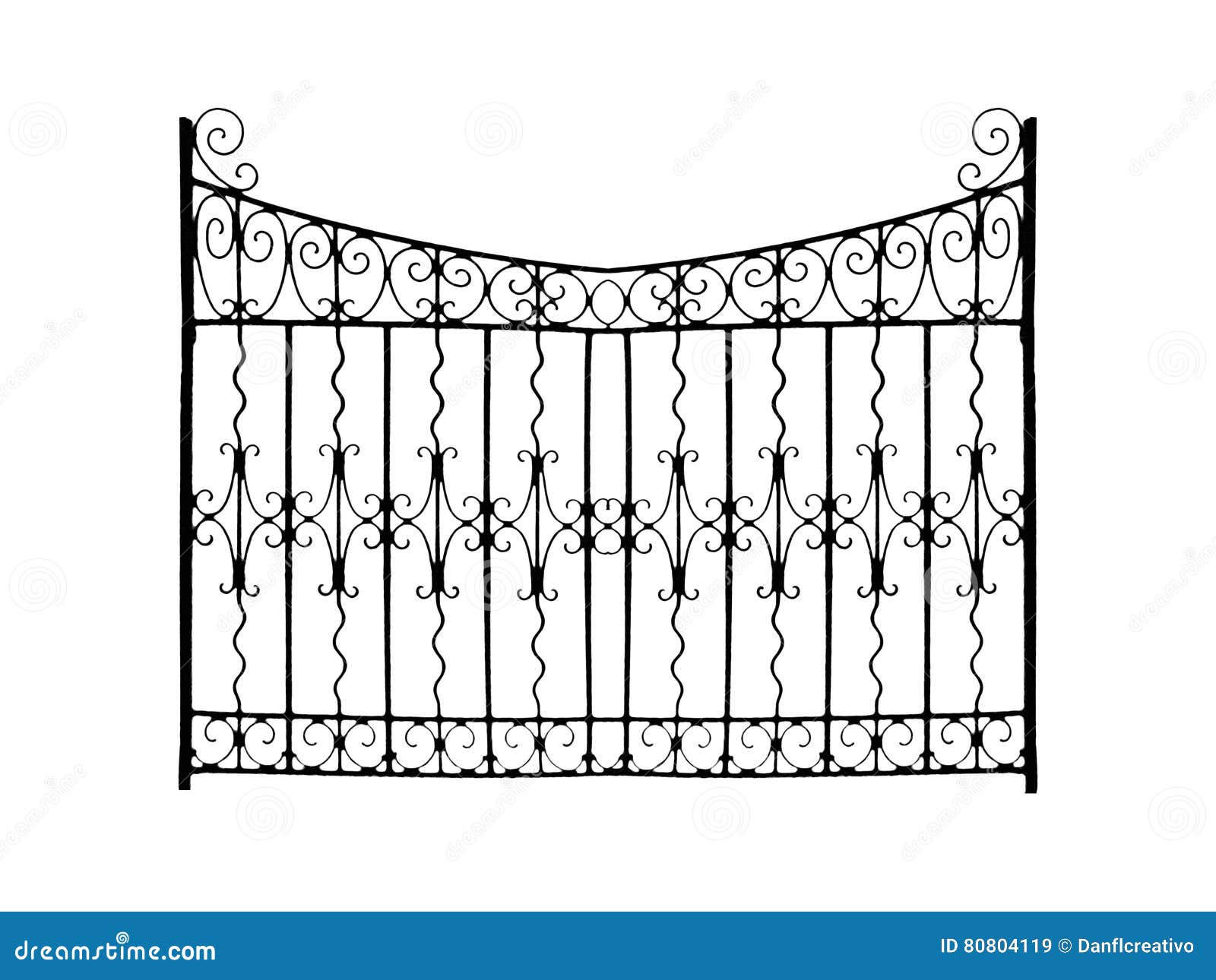 Isolated Iron Ornate Fence stock image. Image of retro - 80804119