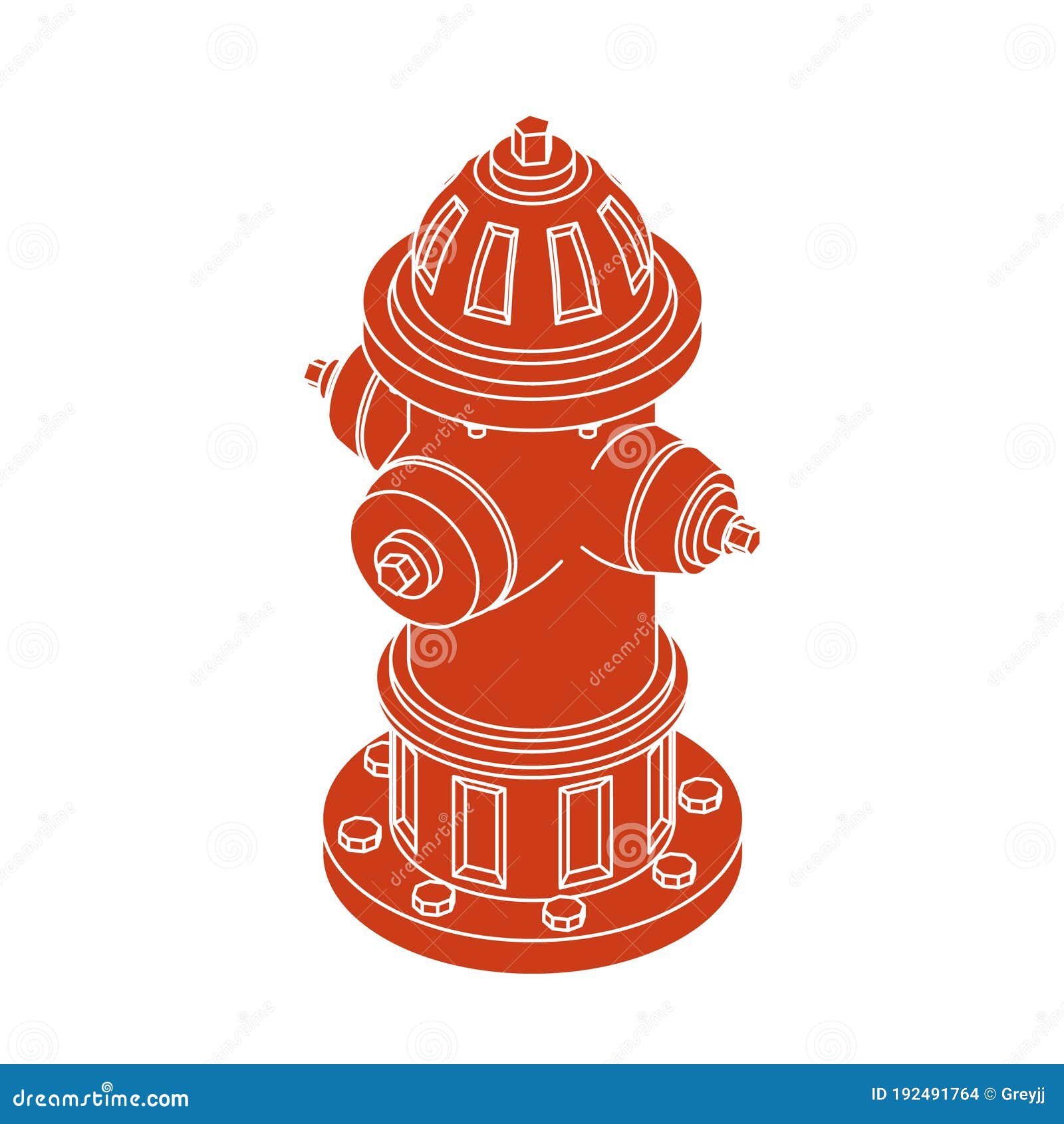Isolated Isometric Silhouette of Red Fire Hydrant Stock Vector ...