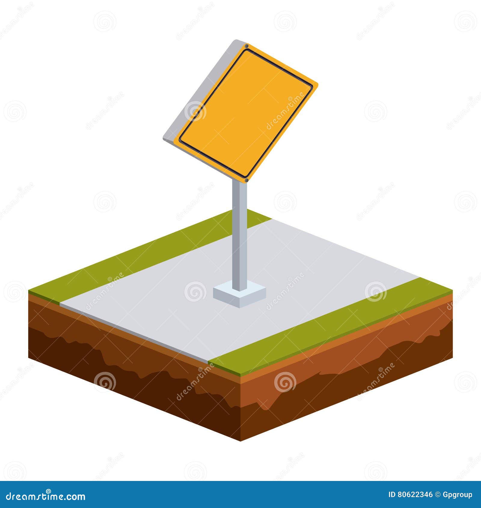 Isolated Isometric Yellow Road Sign Design Stock Vector - Illustration ...