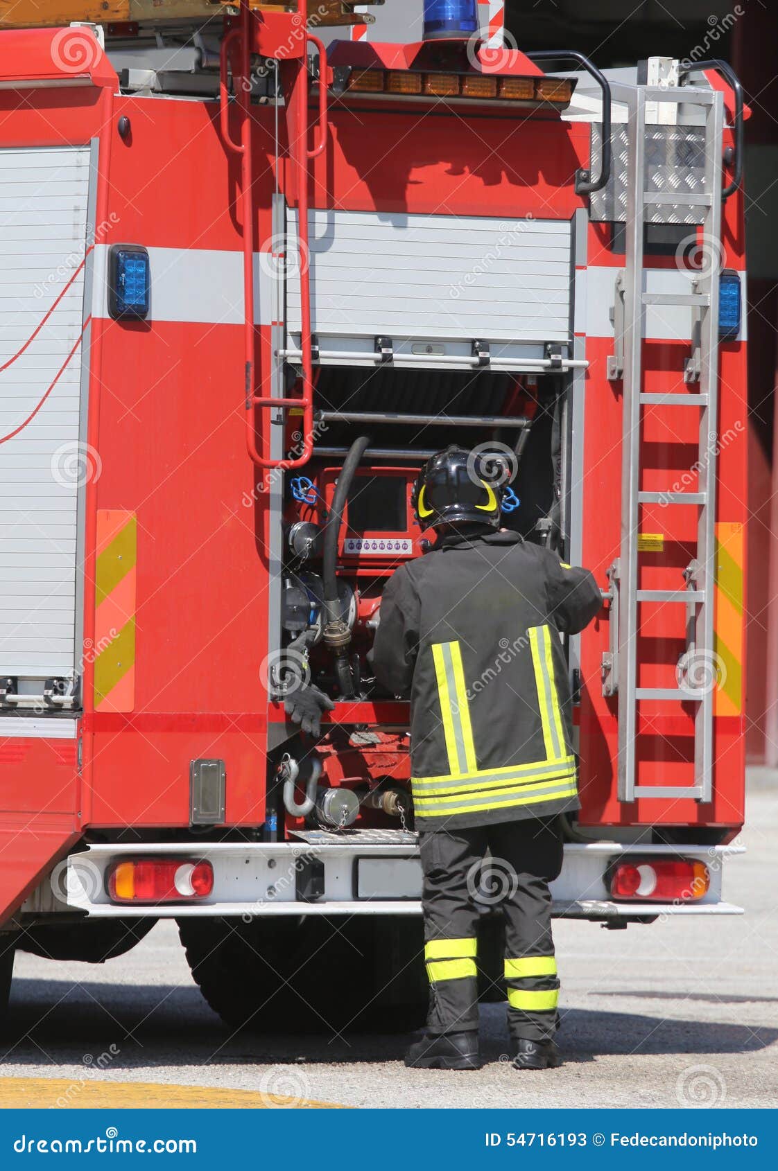 Isolated Italian Fireman with Protective Uniform and Helmet Stock Image ...