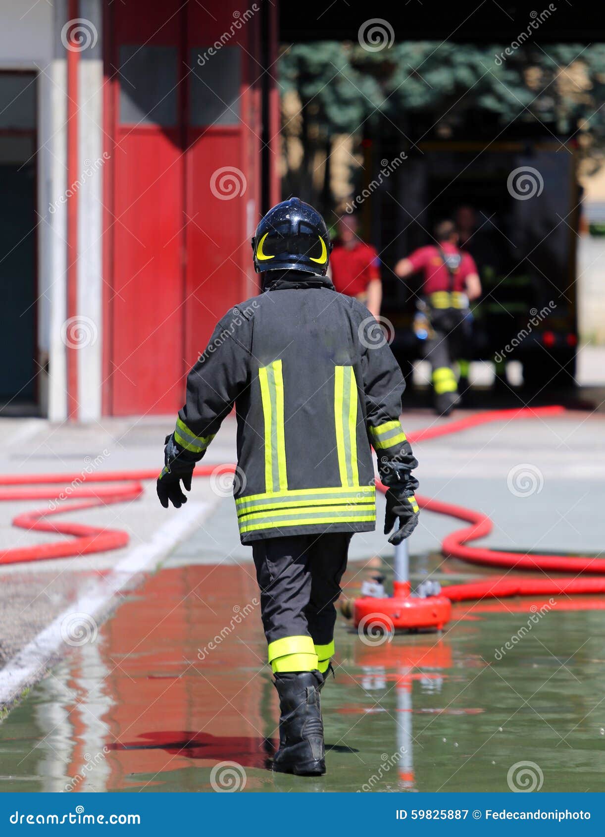 Isolated Italian Fireman with Protective Uniform and Helmet Stock Image ...