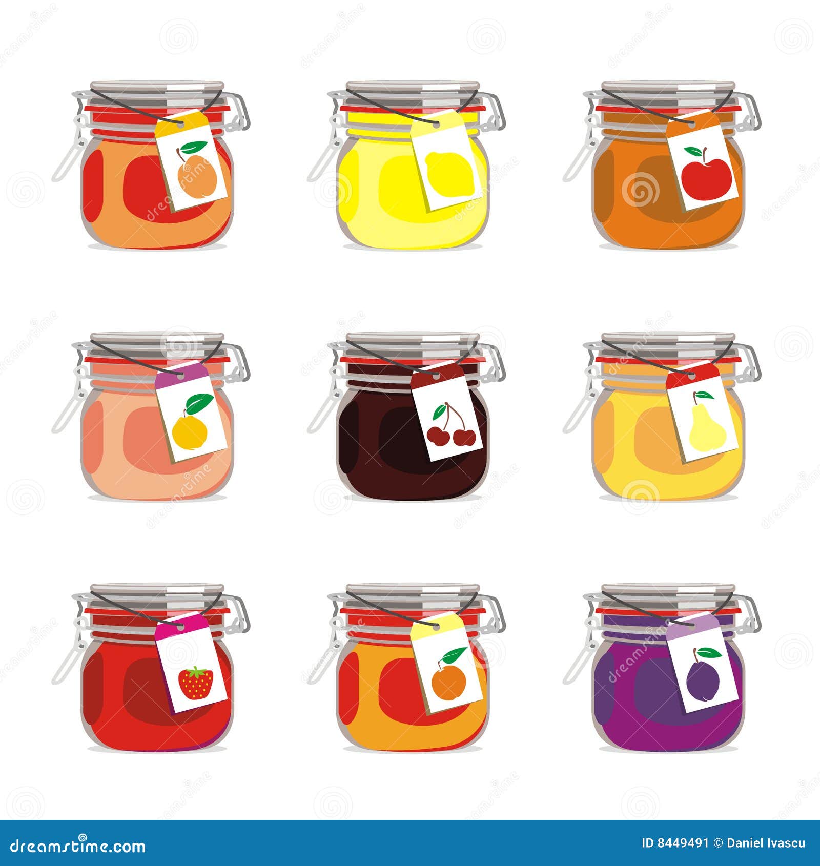 Isolated jam jars set stock vector. Illustration of fruit - 8449491