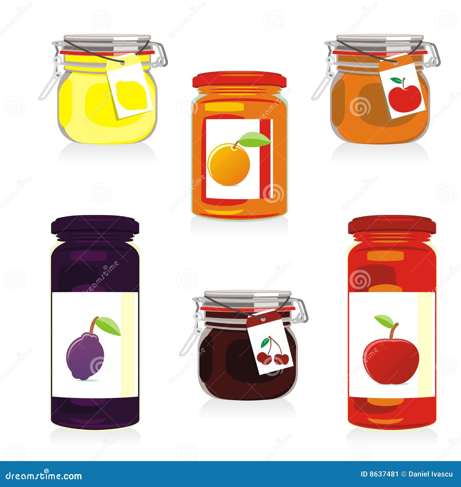 Isolated jam jars set stock vector. Illustration of apple - 8637481