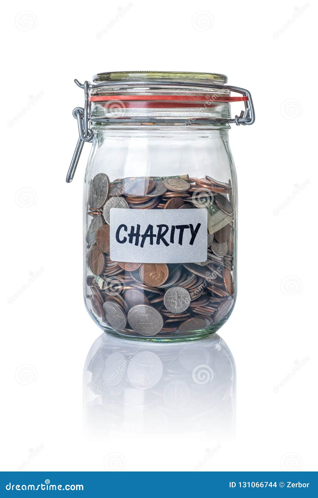 Isolated Jar Filled with Coins Labeled Charity Stock Photo - Image of ...