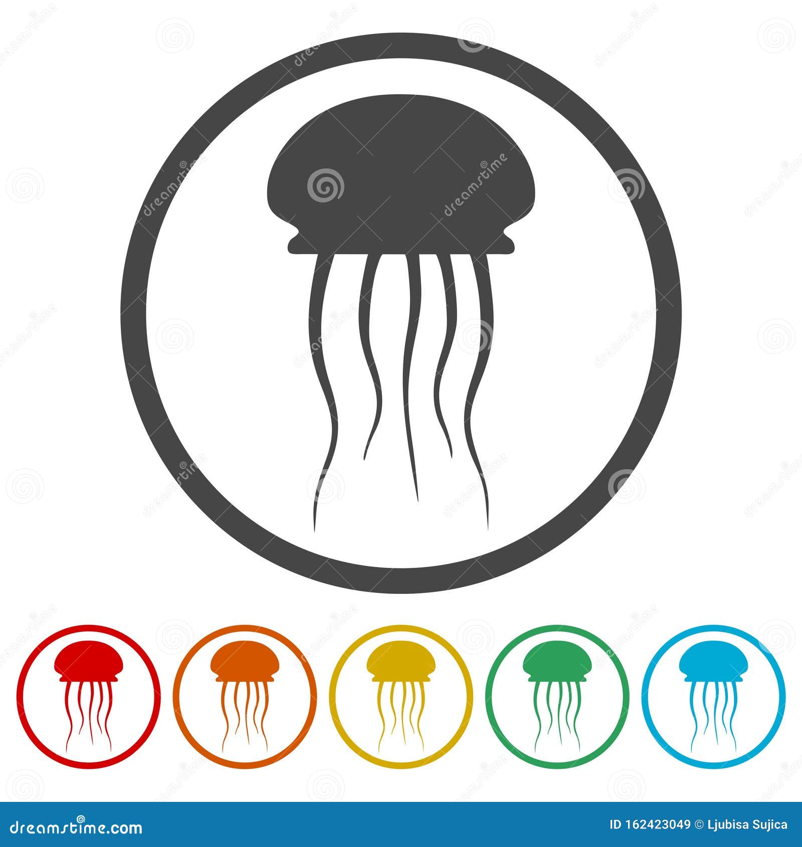 Isolated Jellyfish Icons Set - Illustration Stock Vector - Illustration ...