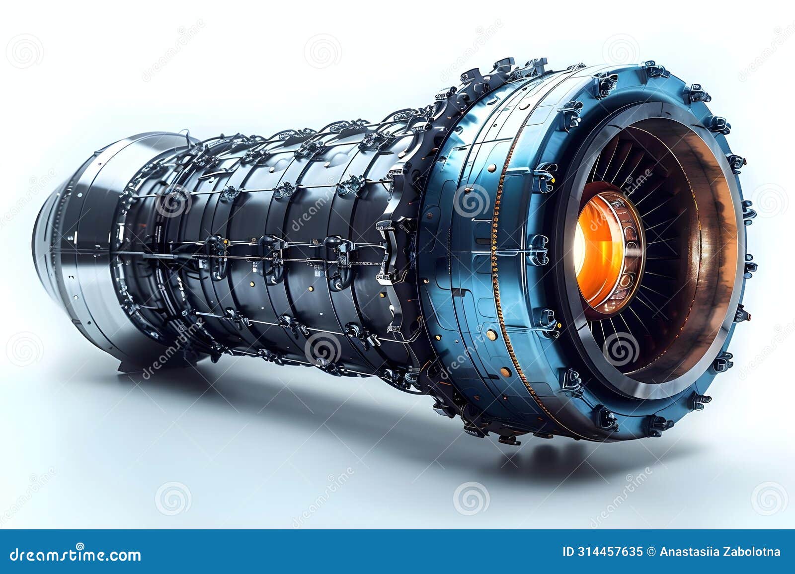 Isolated Jet Engine in Side View with Copy Space. Concept Jet Engine ...