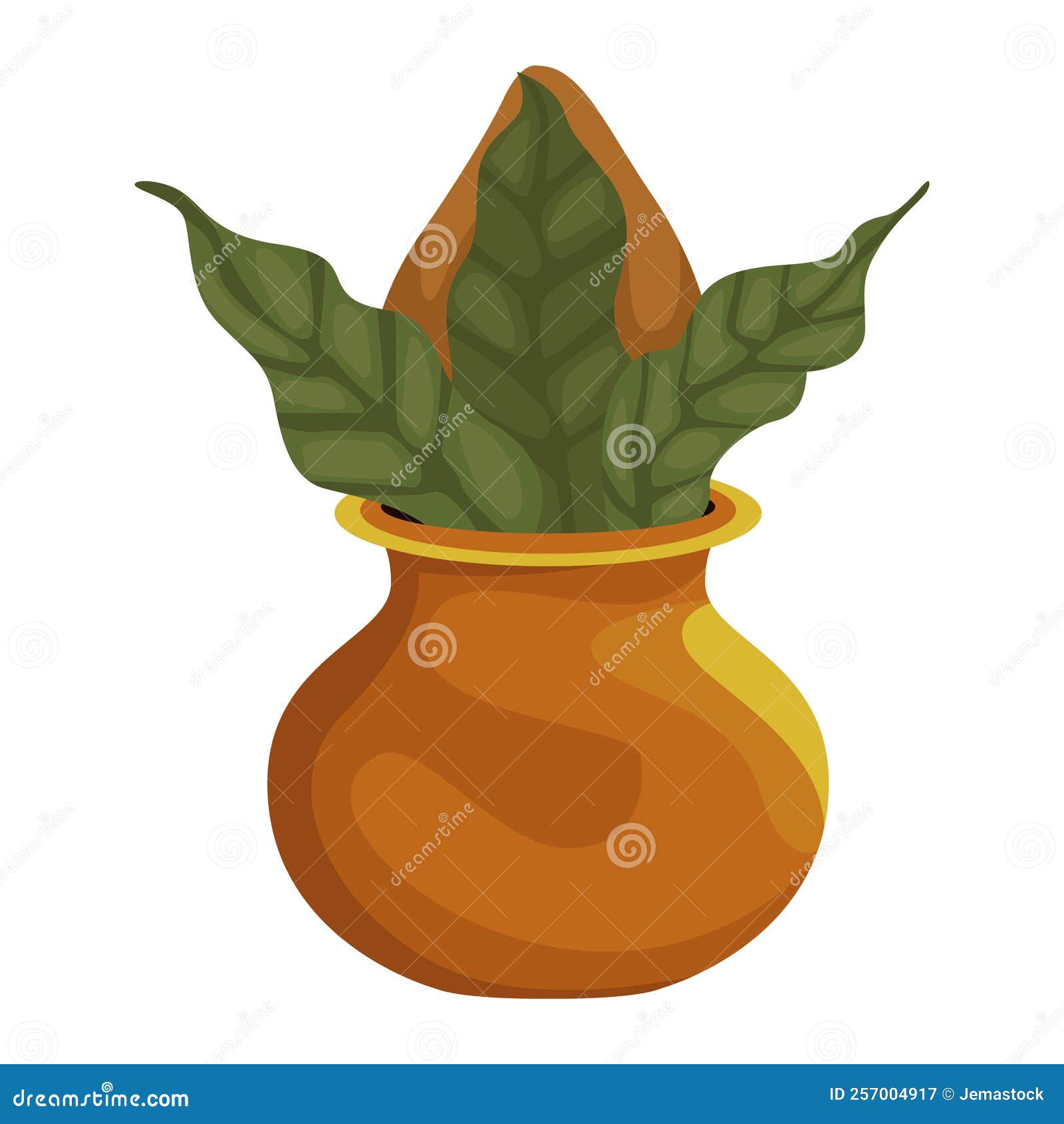 Kalash with Coconut and Mango Leaf Stock Vector - Illustration of plant ...