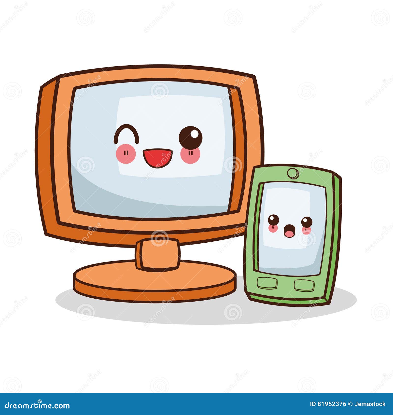 Isolated Kawaii Computer Design Stock Vector - Illustration of clipart ...