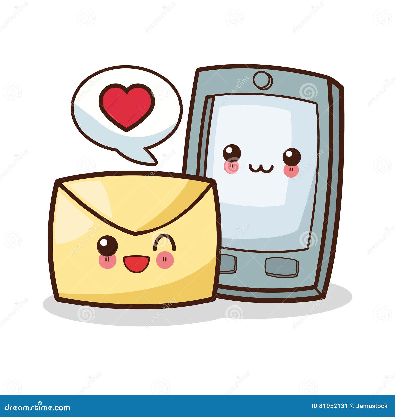 Isolated Kawaii Smartphone Design Stock Vector - Illustration of ...