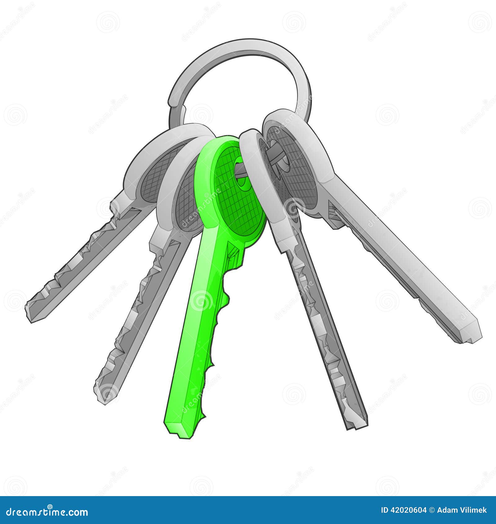 Isolated Key Ring with Green One on White Vector Stock Vector ...