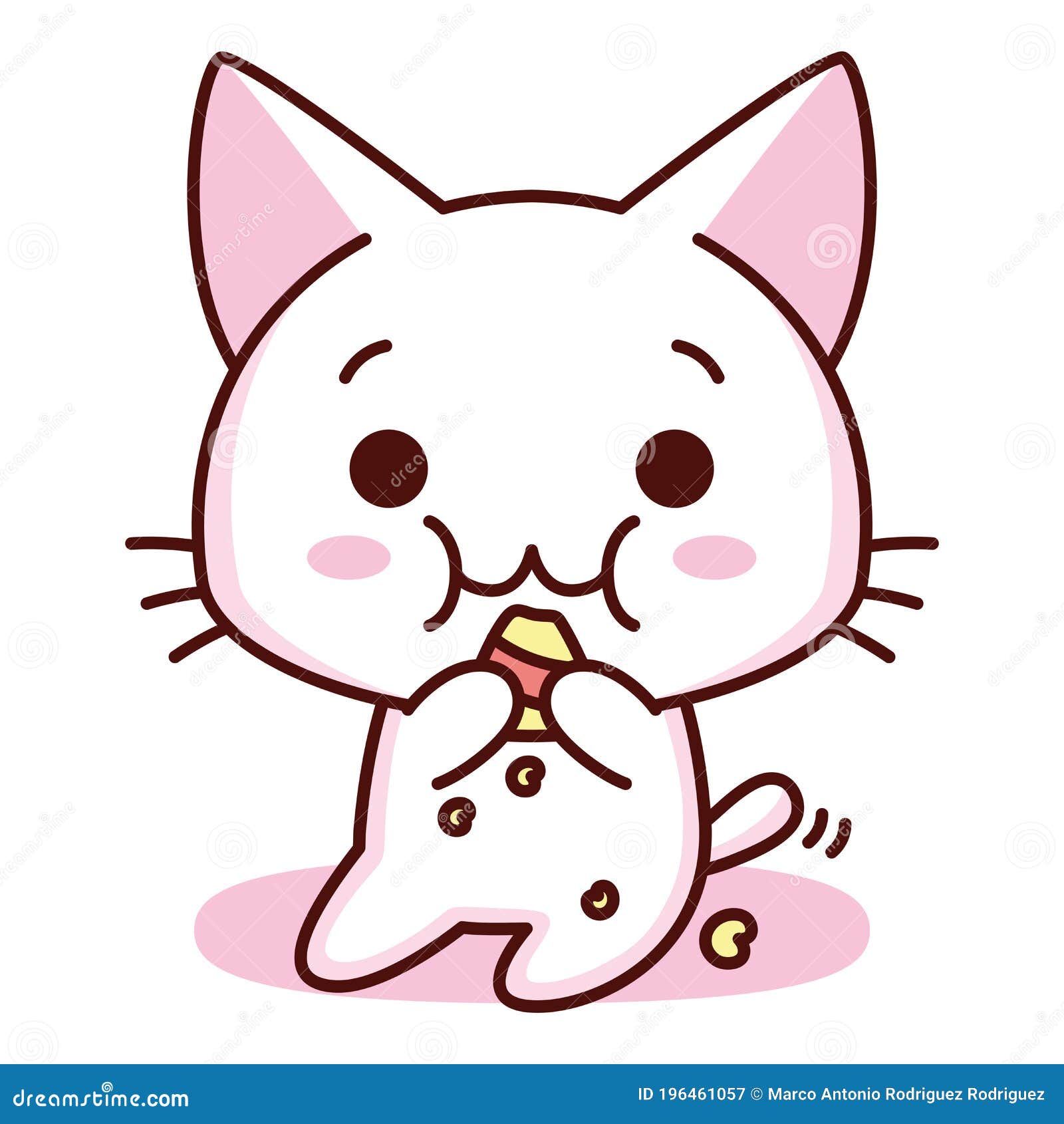 Isolated kitty eat stock vector. Illustration of avatar - 196461057