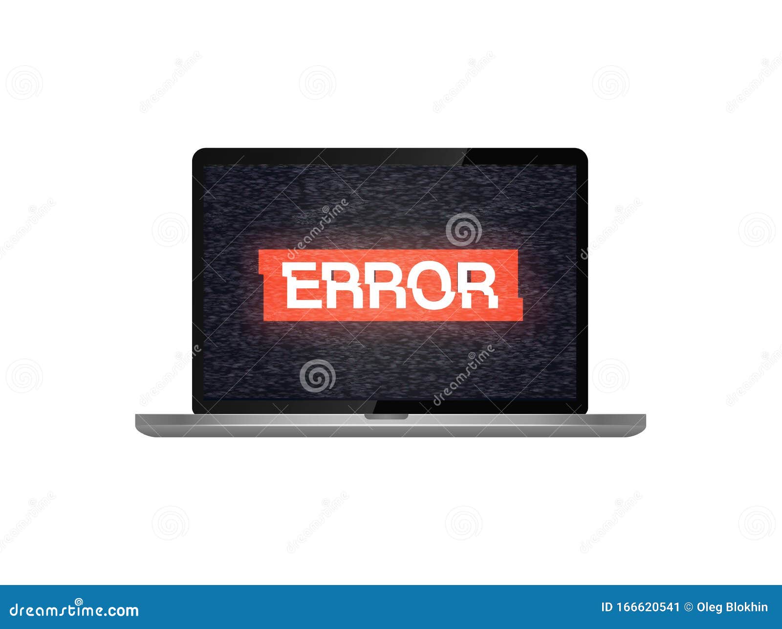 Isolated Laptop with Error Text on Screen and Glitch Effect . the Fault ...