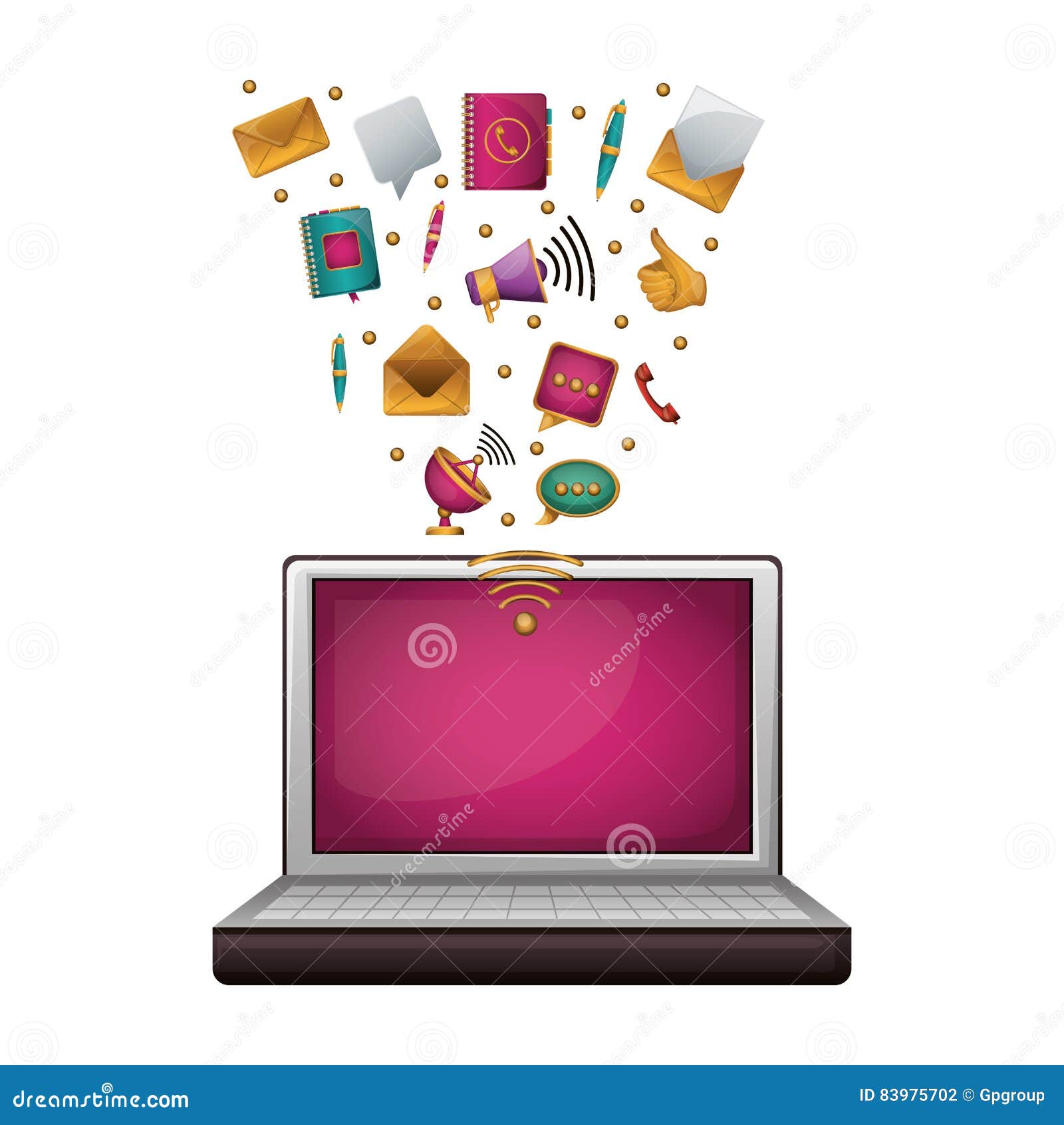 Isolated Laptop and Media Icon Design Stock Vector - Illustration of ...