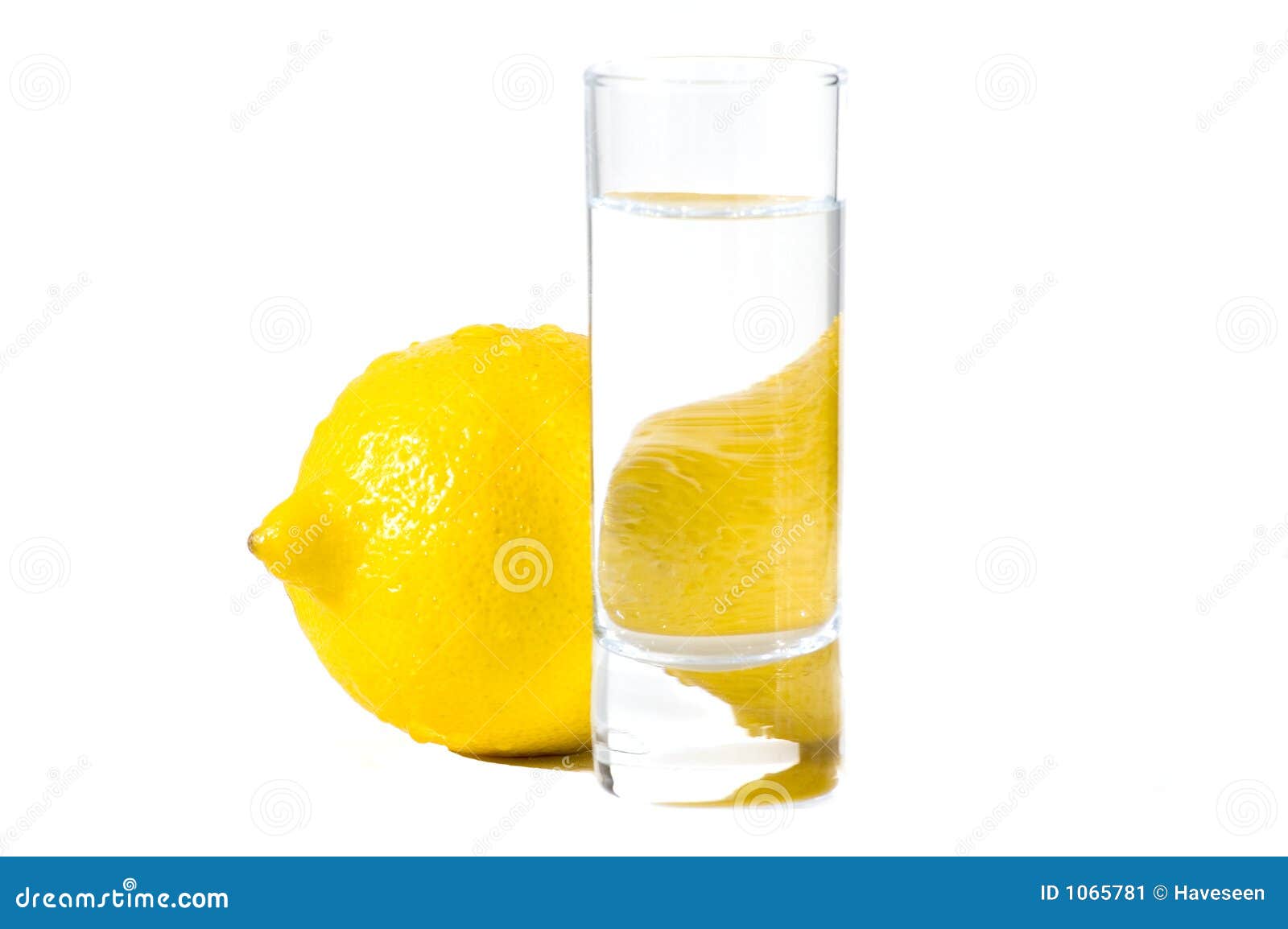 Isolated Lemon Behind The Glass Of Water Stock Image - Image of ...
