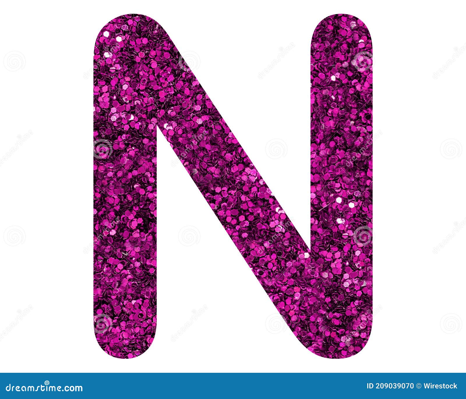 Isolated Letter N Composed of Pink Glitter on White Background Stock ...