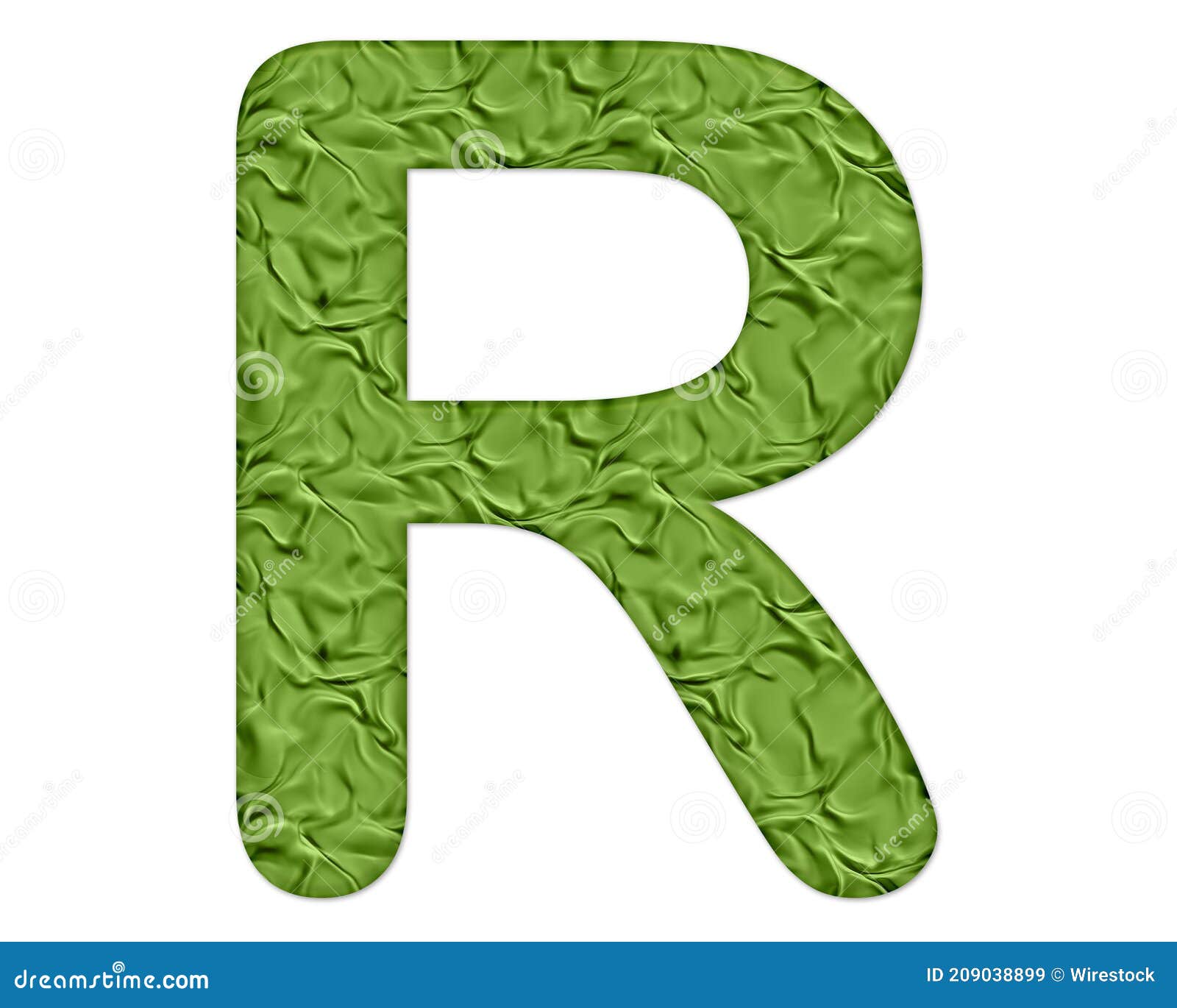 Isolated Letter R Composed of Crumpled Green Texture on White ...