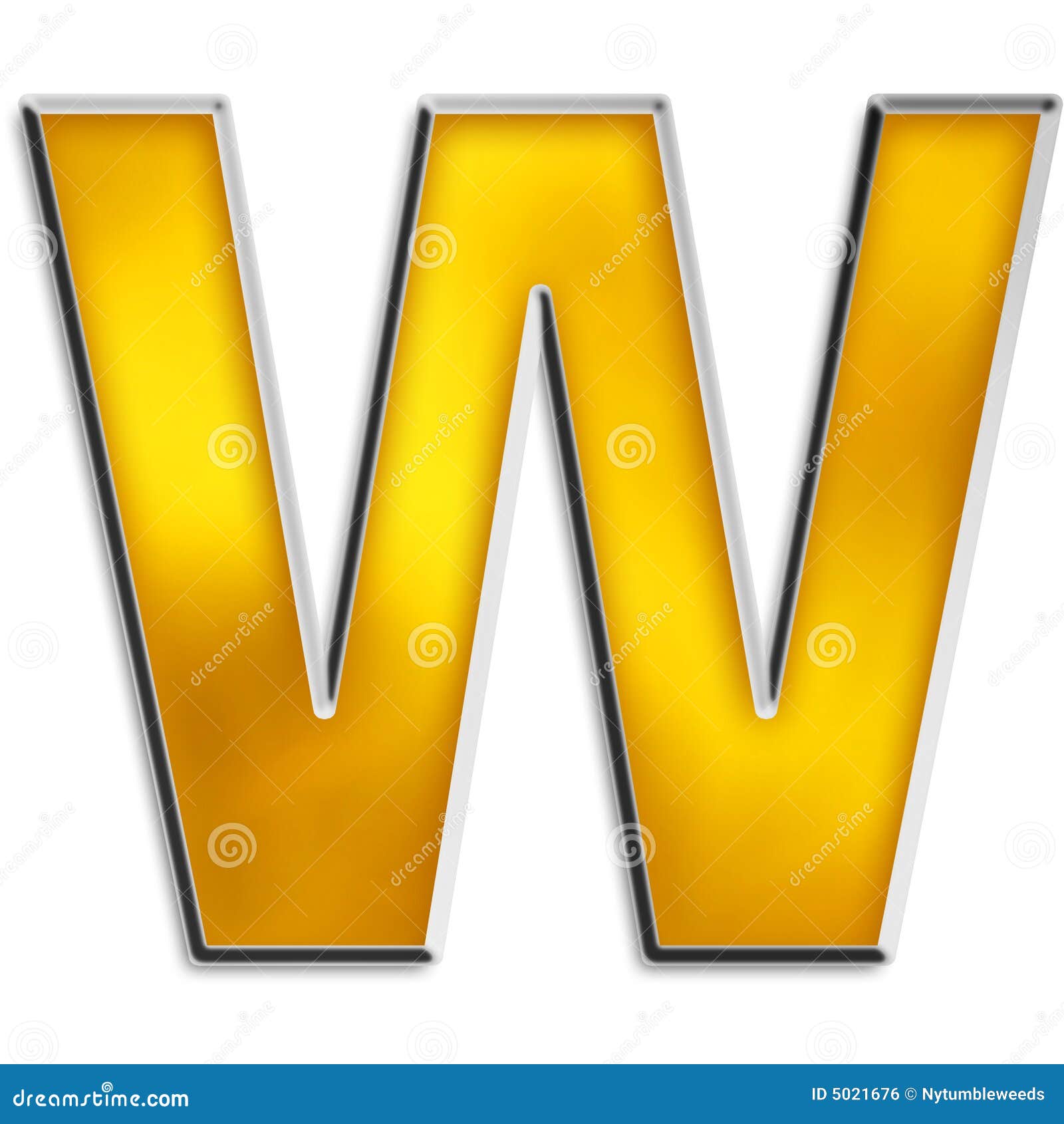 Isolated Letter W In Shiny Gold Stock Illustration - Illustration of ...
