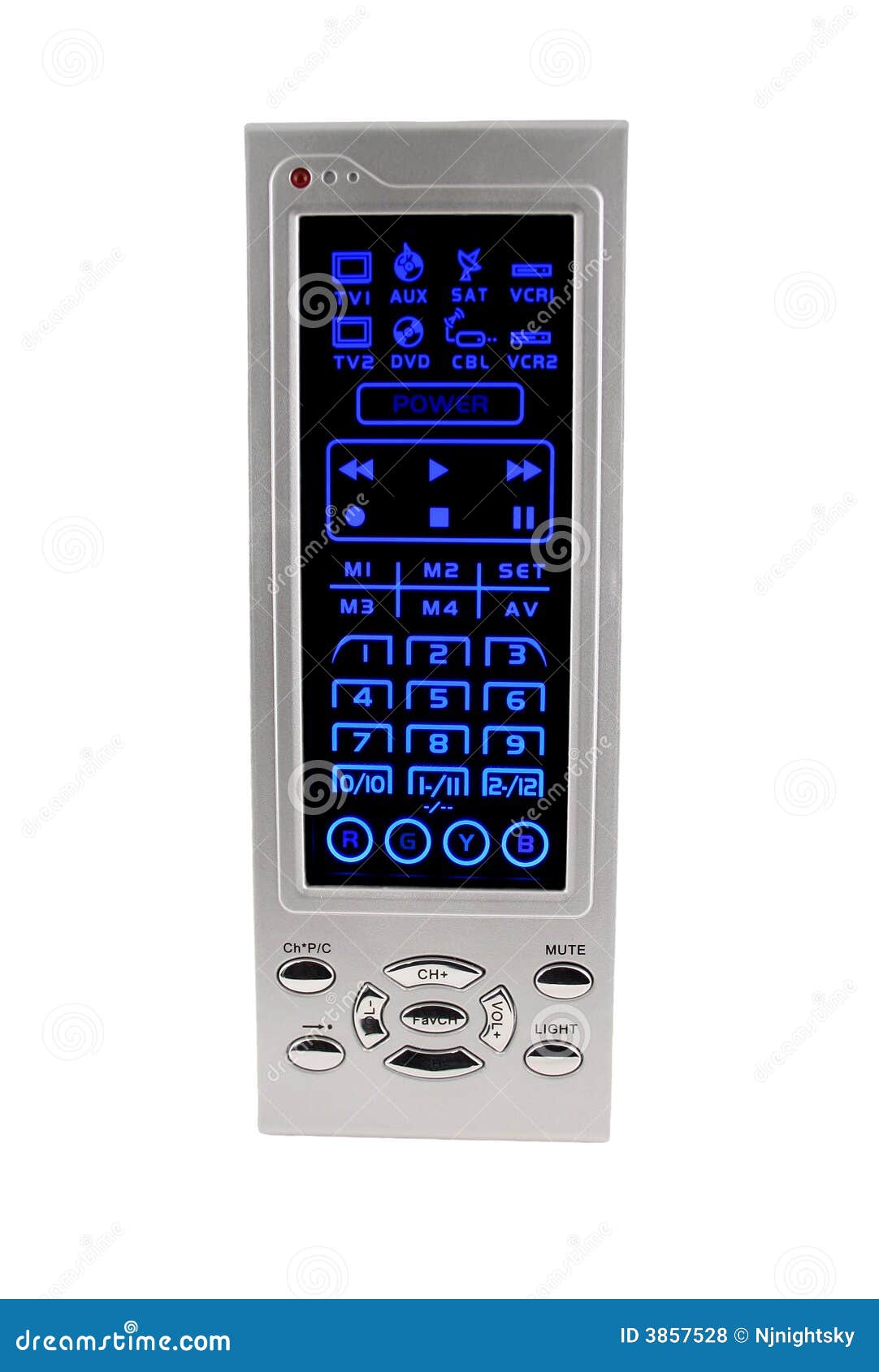 Isolated Lighted TV Remote Control Picture. Image: 3857528