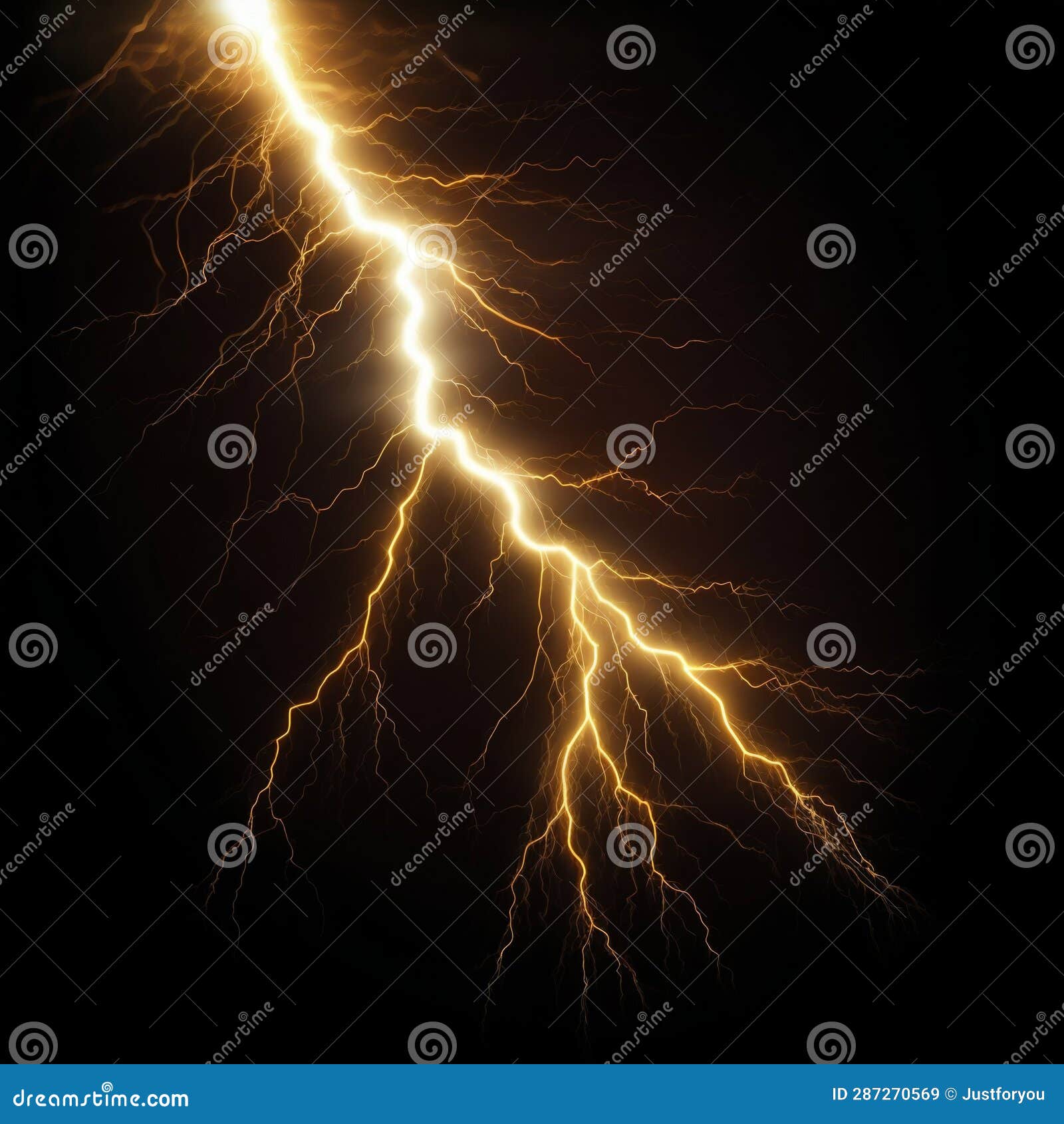 Isolated Lightning Charge on Black Background. Generative Ai Stock ...