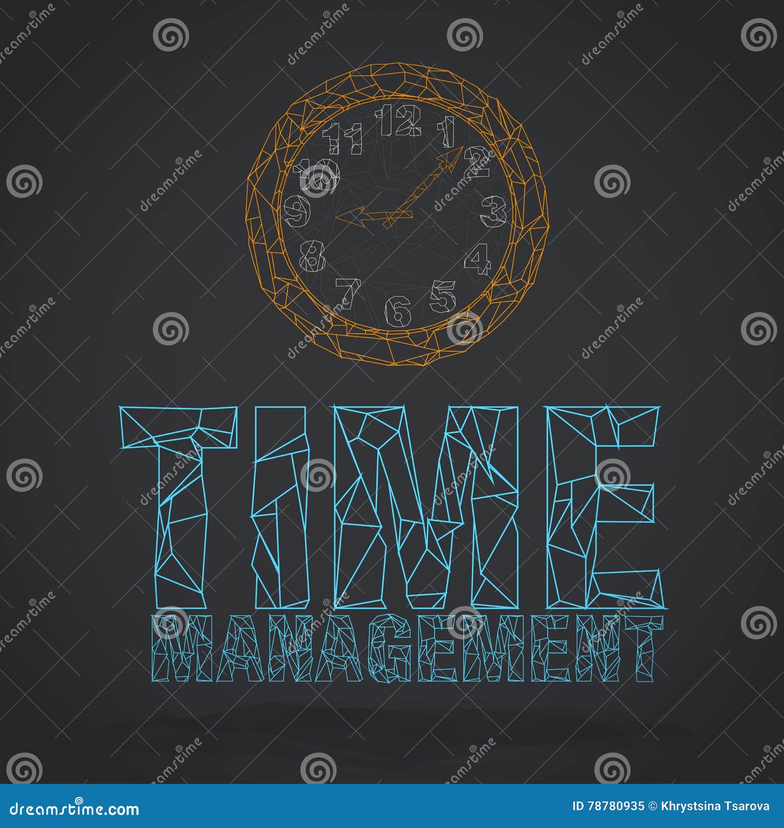 Isolated Line Orange Clock and Words: Time Management. Stock Vector ...