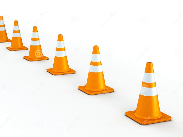 Line of Traffic Cones stock illustration. Illustration of construct ...