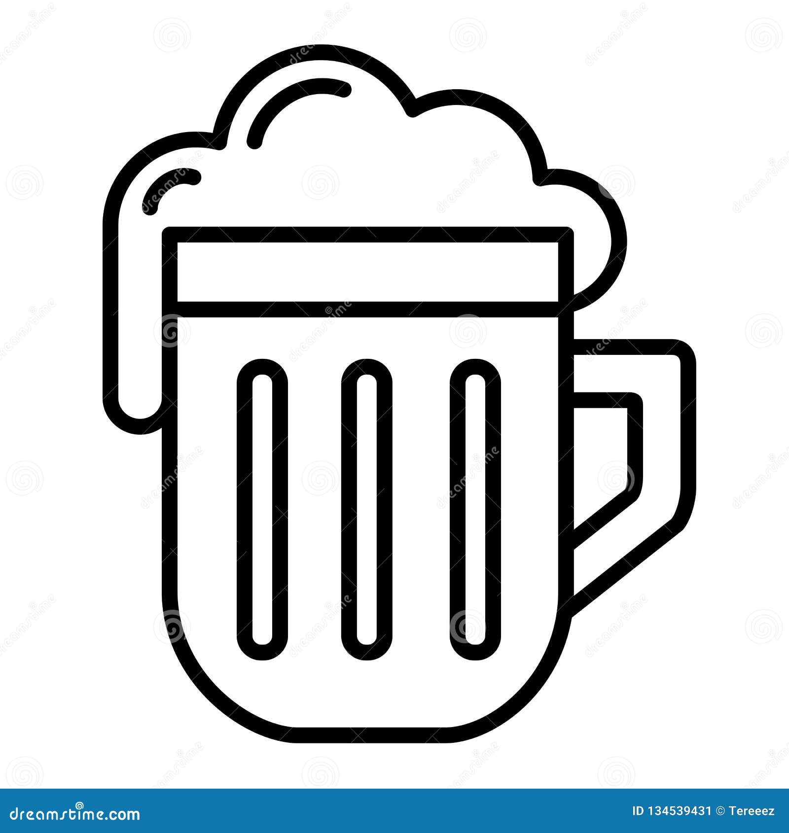 Isolated Linear Black Outline Beer Icon Simple with Foam Stock Vector ...