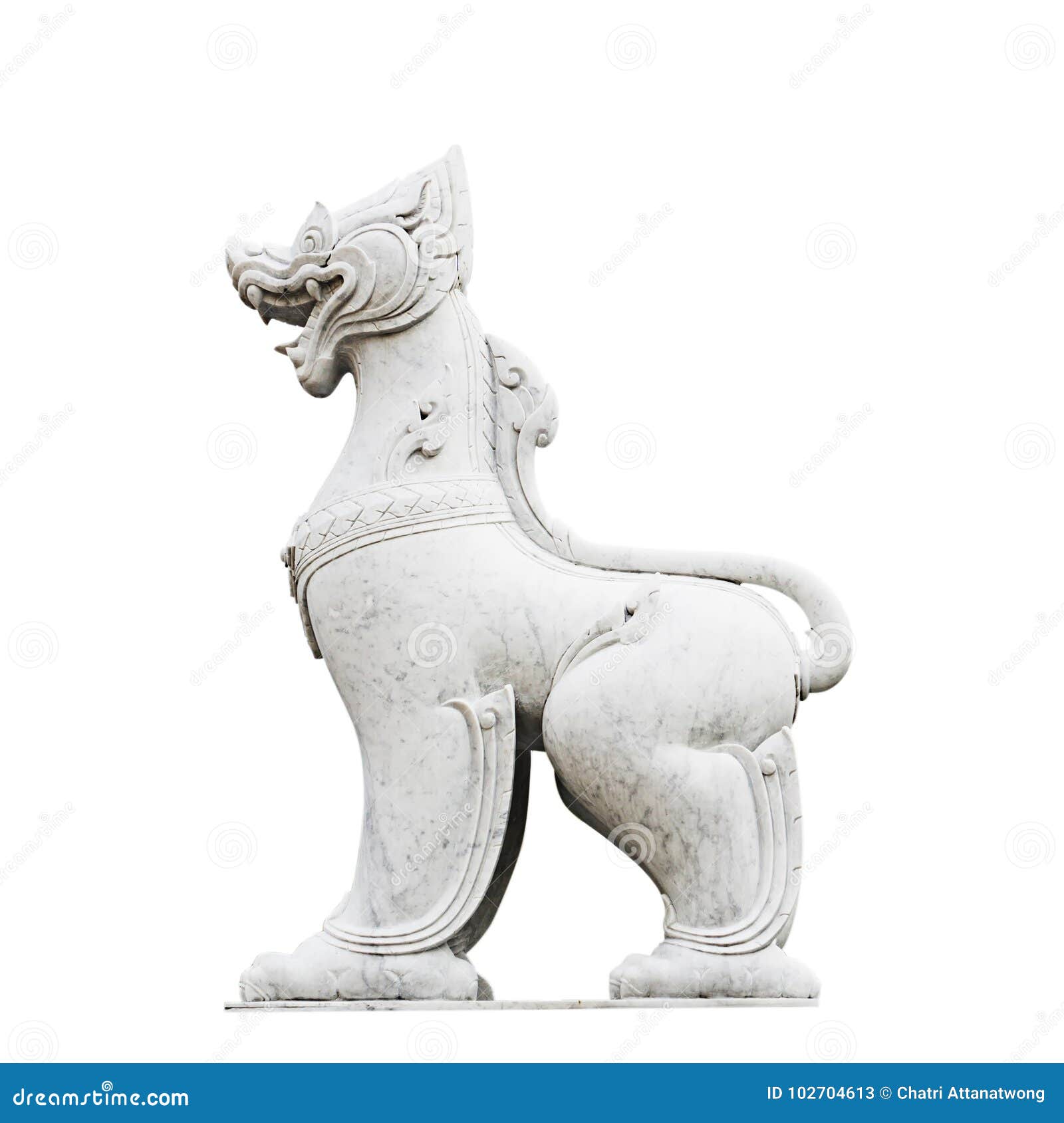 Isolated Lion Based Creature Marble Statue Stock Image - Image of ...