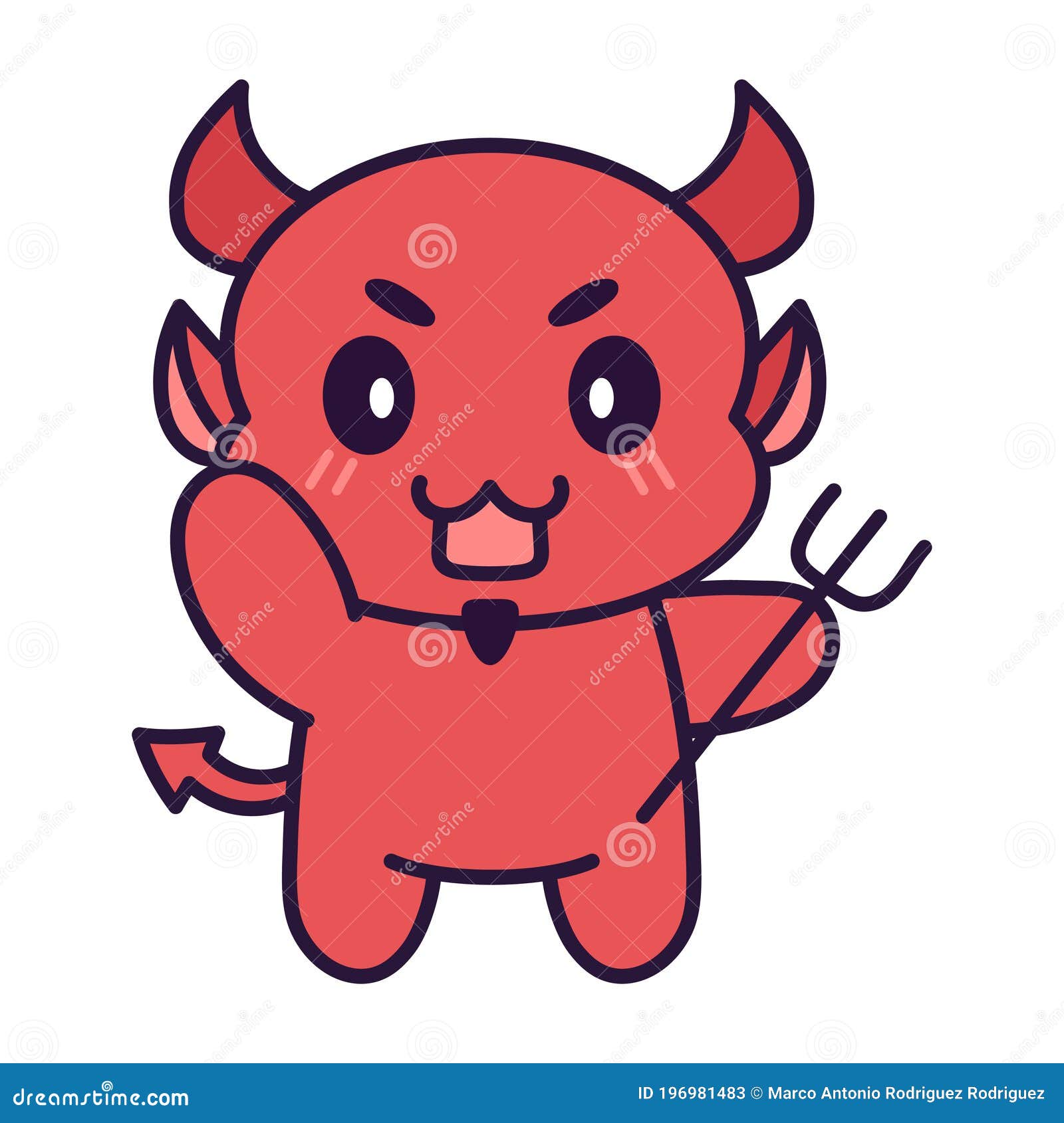 Isolated Little Devil Kawaii Stock Vector - Illustration of icon, smile ...