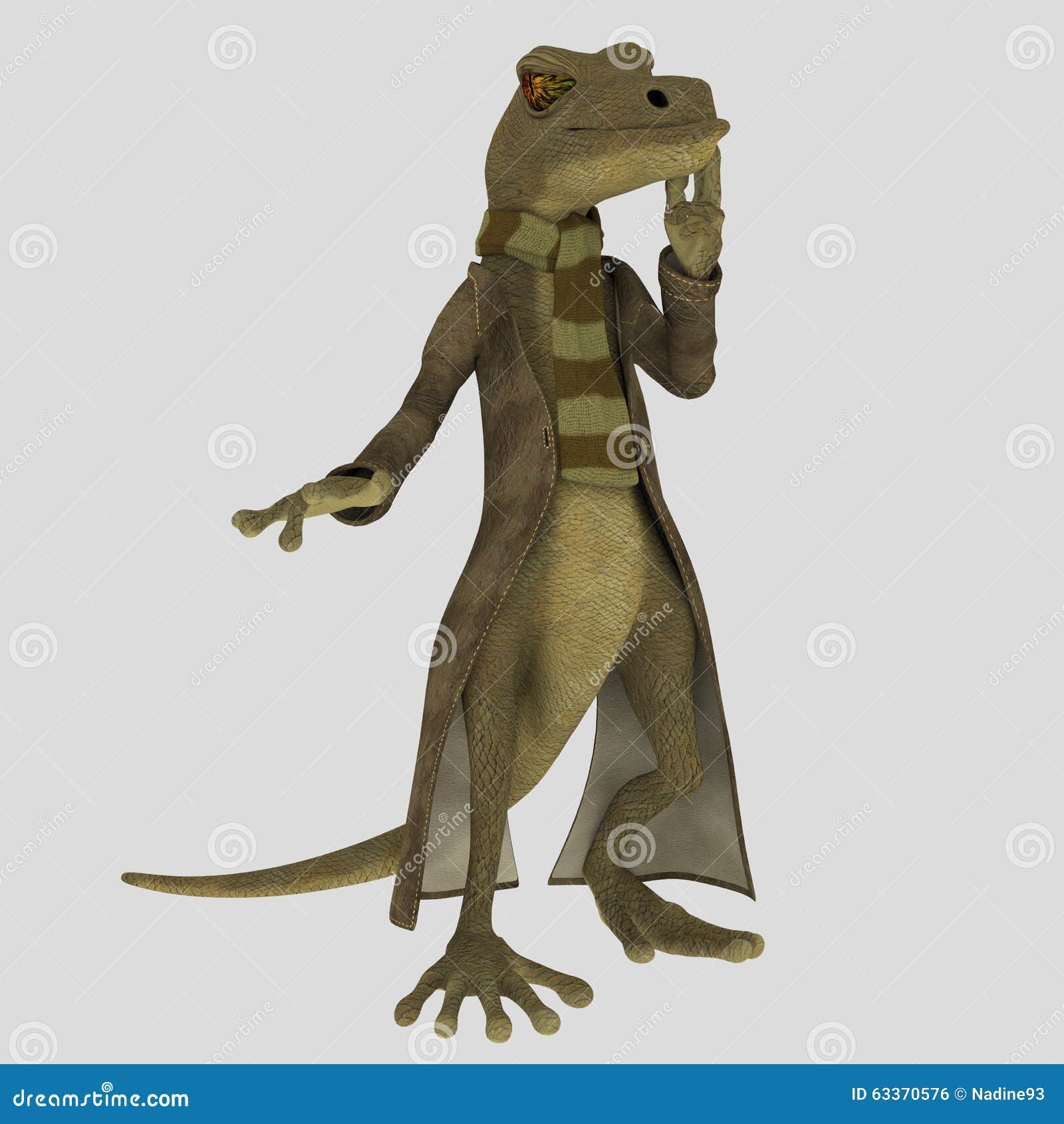 Isolated Lizard Man on Grey Background Stock Illustration ...