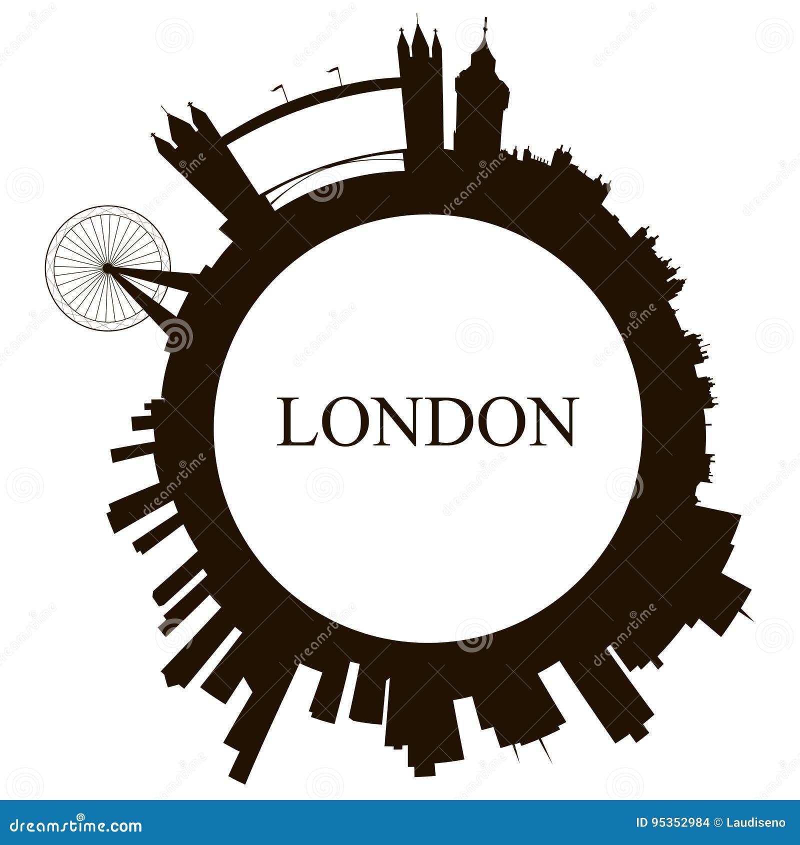 Isolated London skyline editorial stock image. Illustration of tower ...