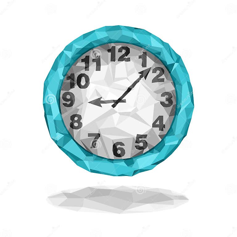 Isolated Low Poly Blue Clock Stock Vector - Illustration of minute ...