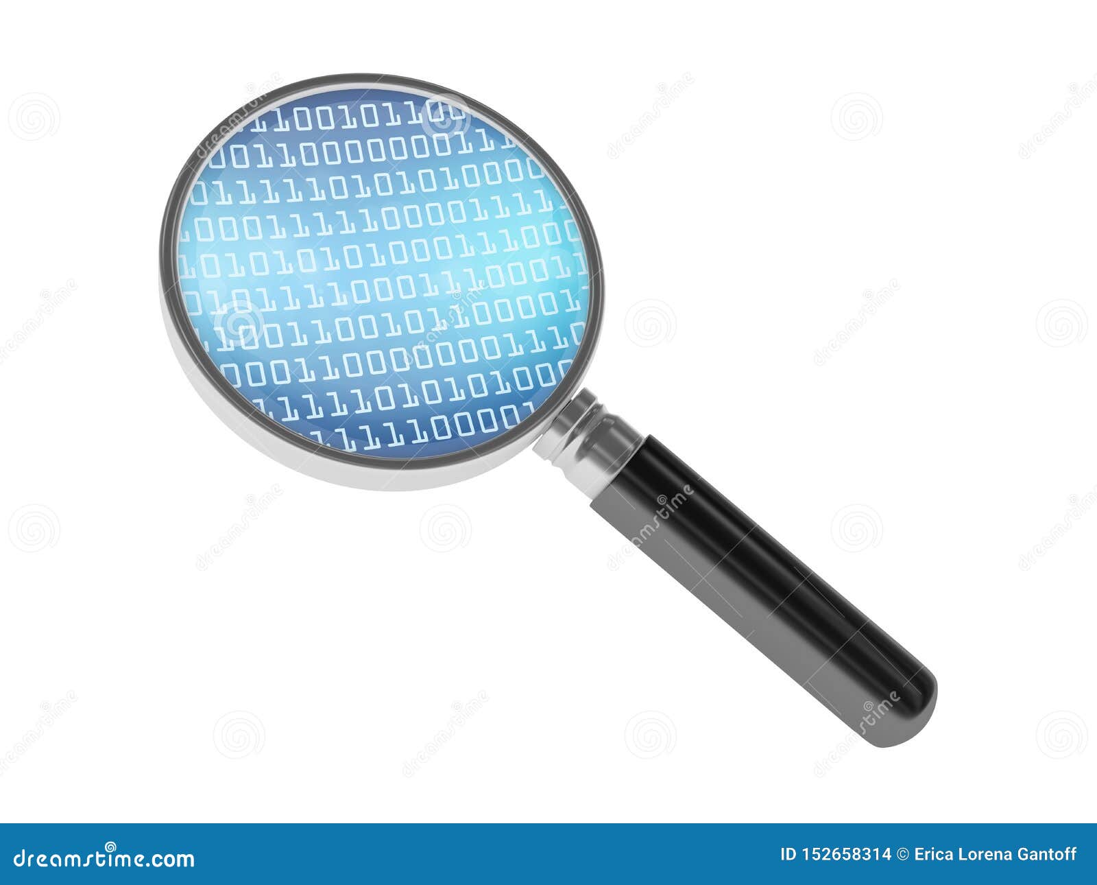 Isolated Magnifying Glass with Binary Code Stock Illustration ...