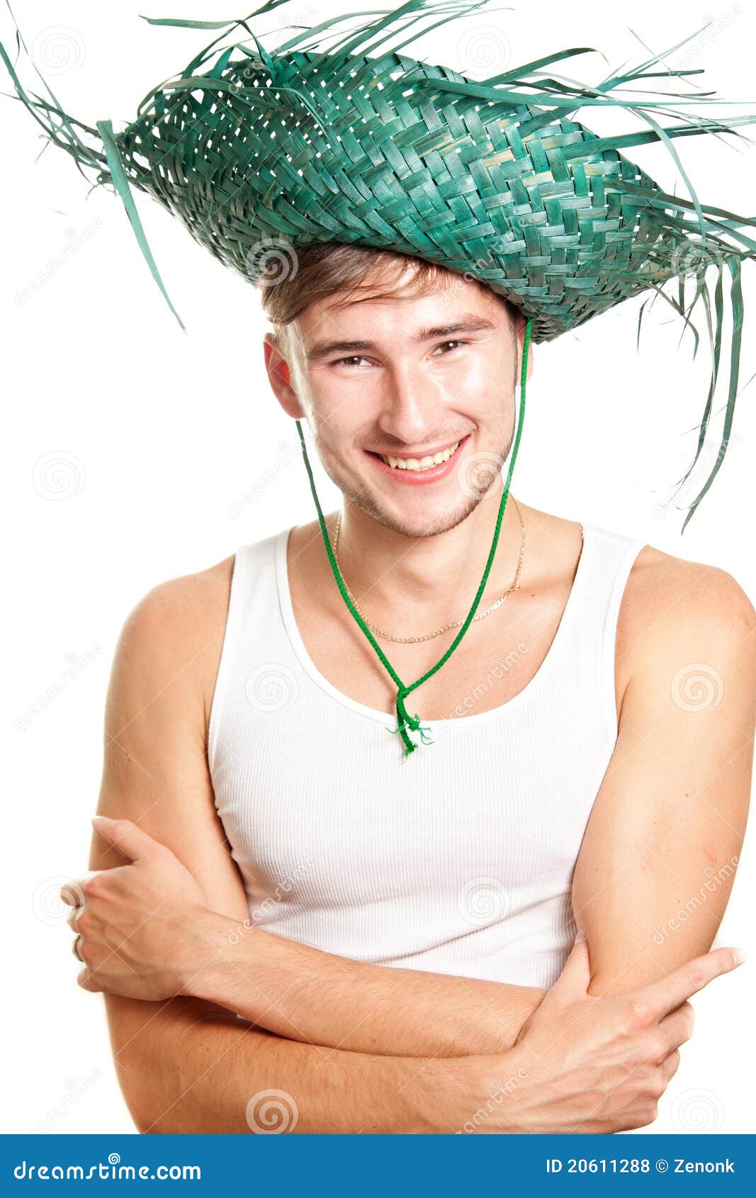 Isolated Male Model with Straw Hat Stock Photo - Image of caucasian ...
