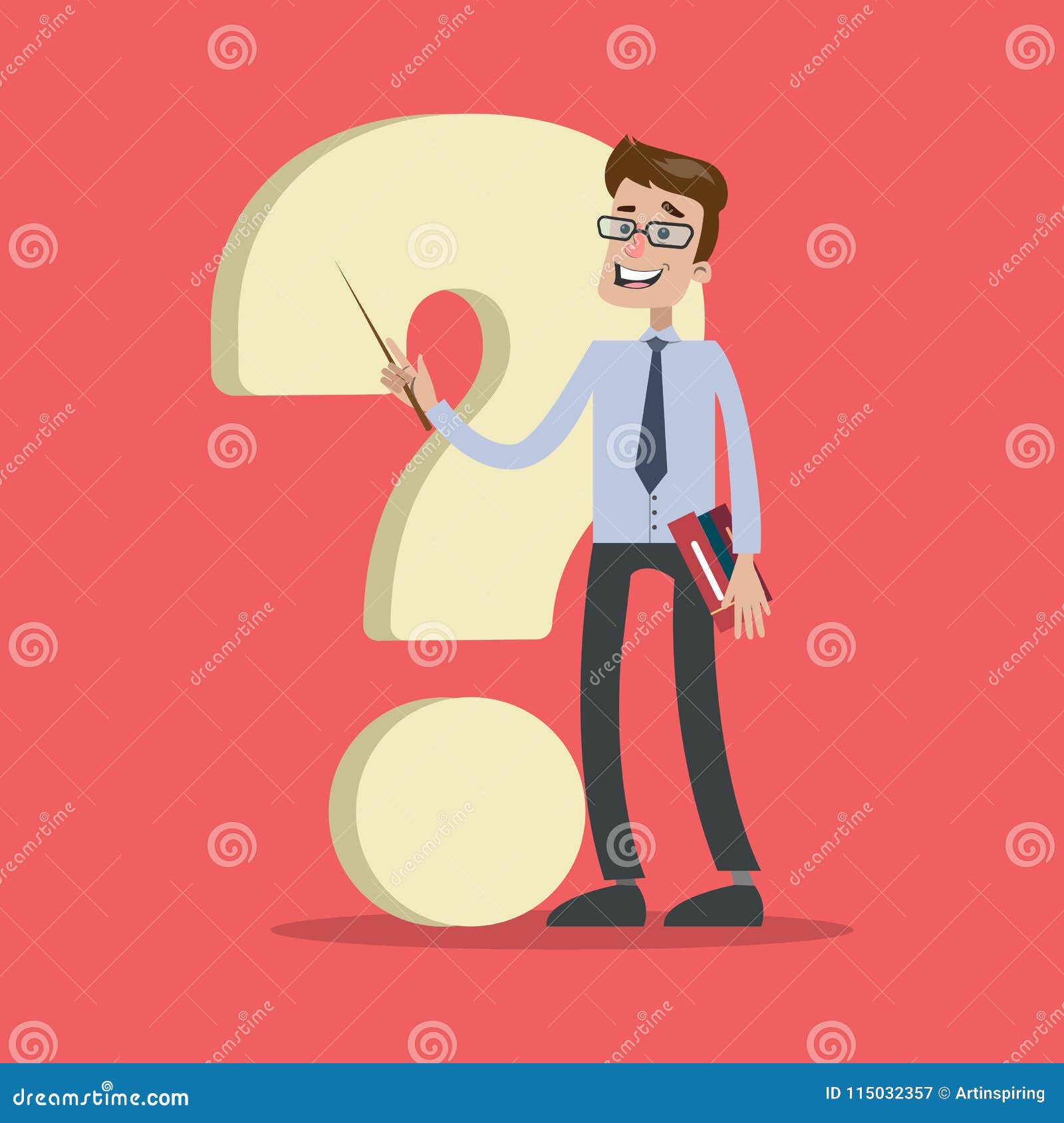 Teacher with question. stock vector. Illustration of professional ...