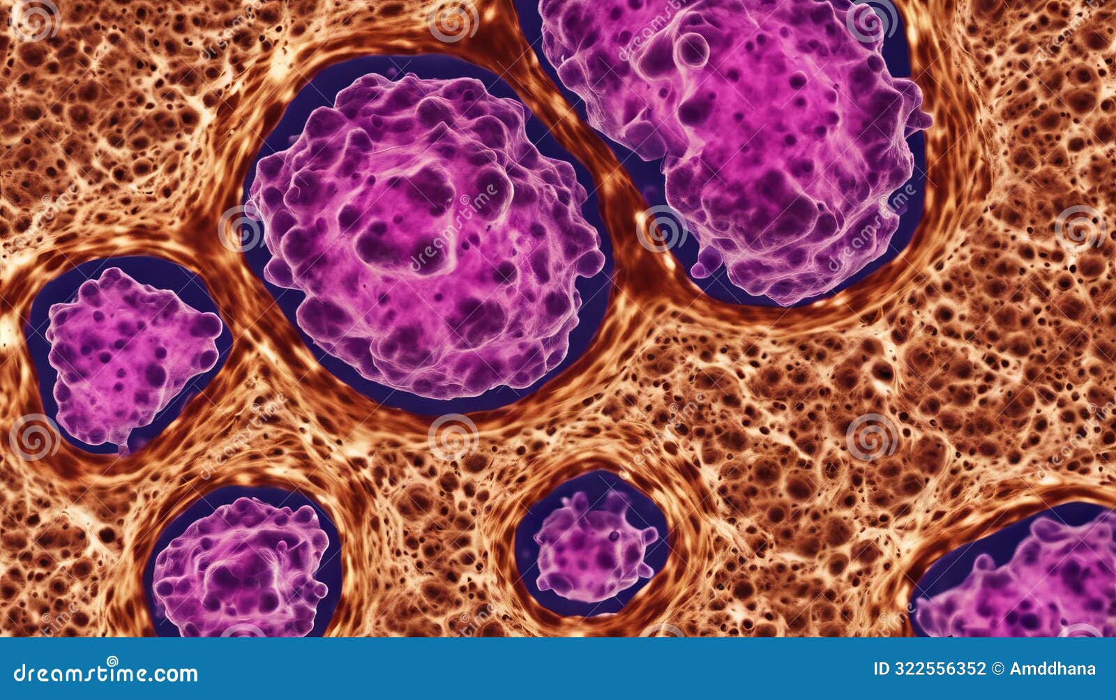 Isolated Malignant Cancer Cells Under a Microscope Stock Illustration ...