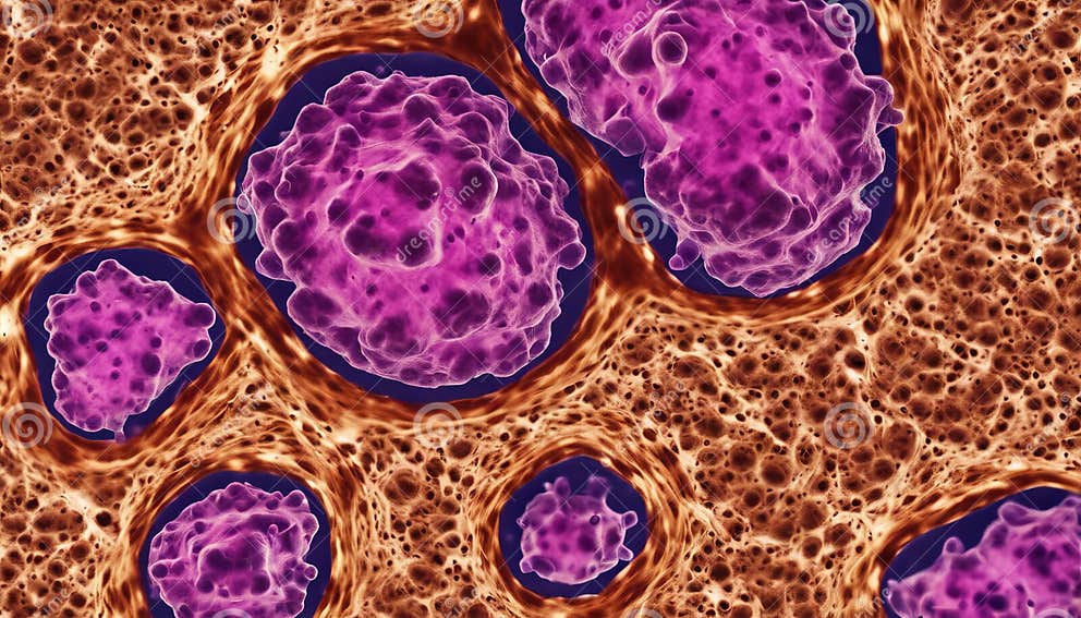 Isolated Malignant Cancer Cells Under a Microscope Stock Illustration ...