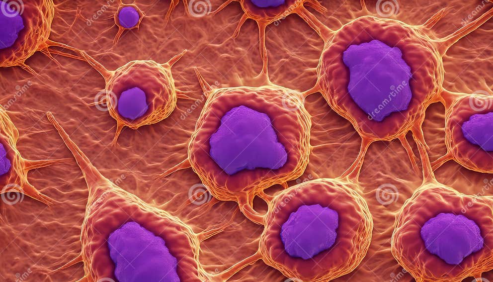 Isolated Malignant Cancer Cells Under a Microscope Stock Illustration ...