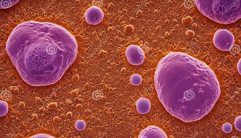 Isolated Malignant Cancer Cells Under a Microscope Stock Illustration ...