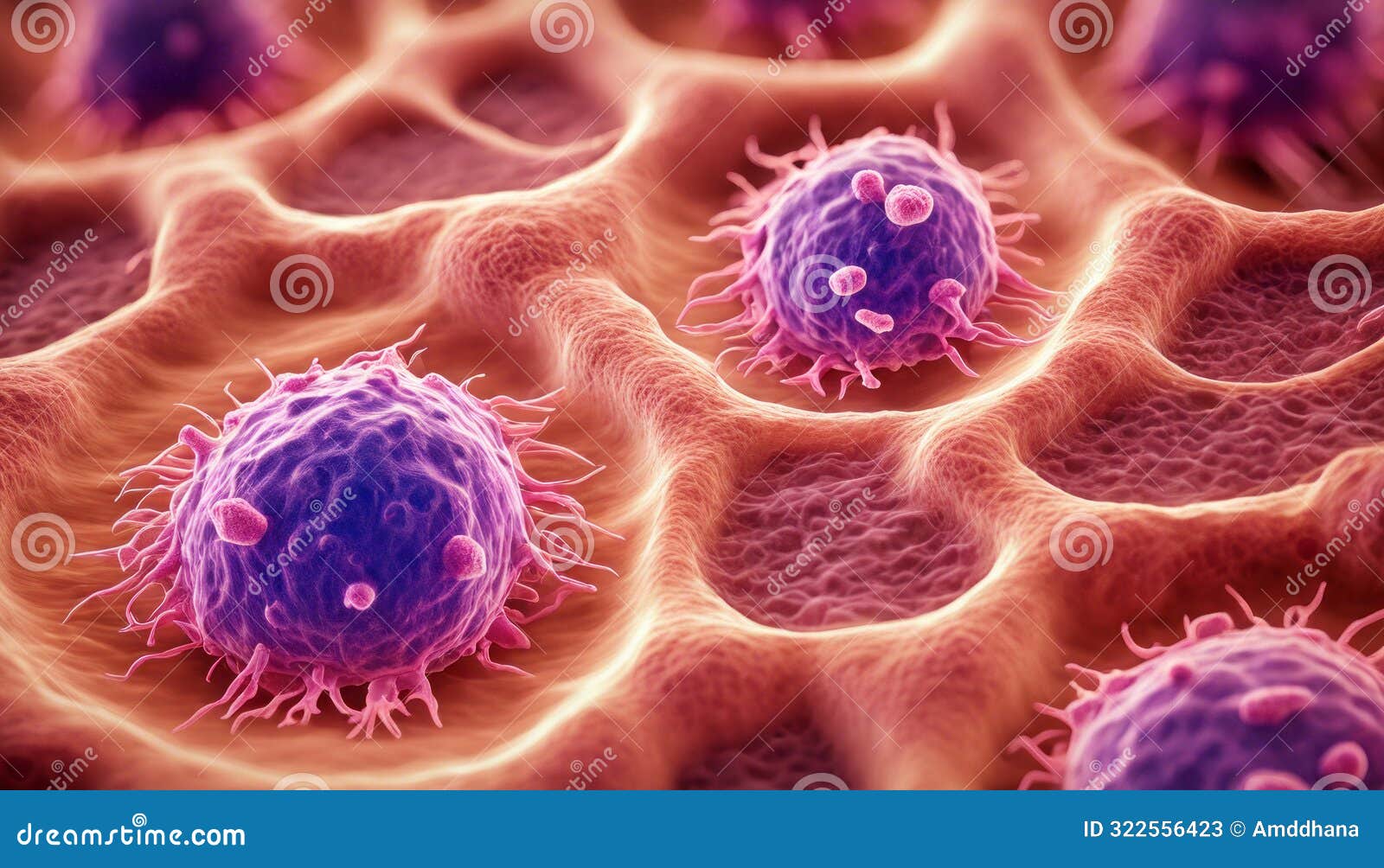 Isolated Malignant Cancer Cells Under a Microscope Stock Illustration ...