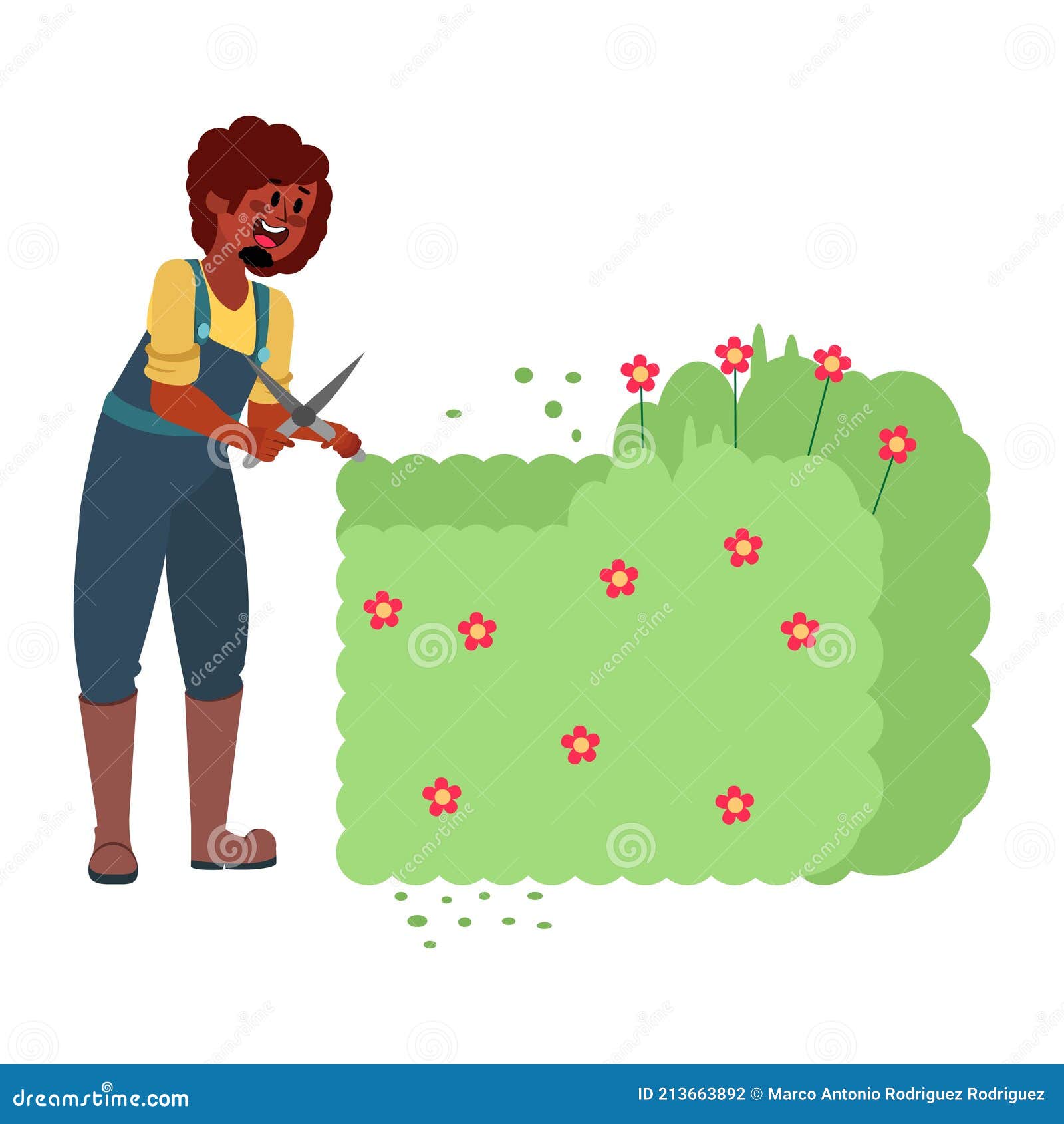 Guy Cutting The Bush Cartoon Vector | CartoonDealer.com #70065859