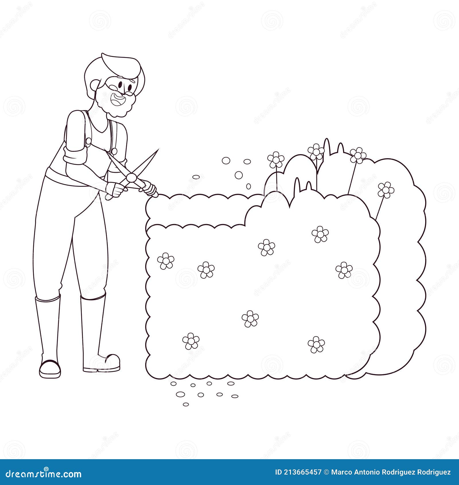 Isolated Man Cutting a Bush Stock Vector - Illustration of trimmer ...