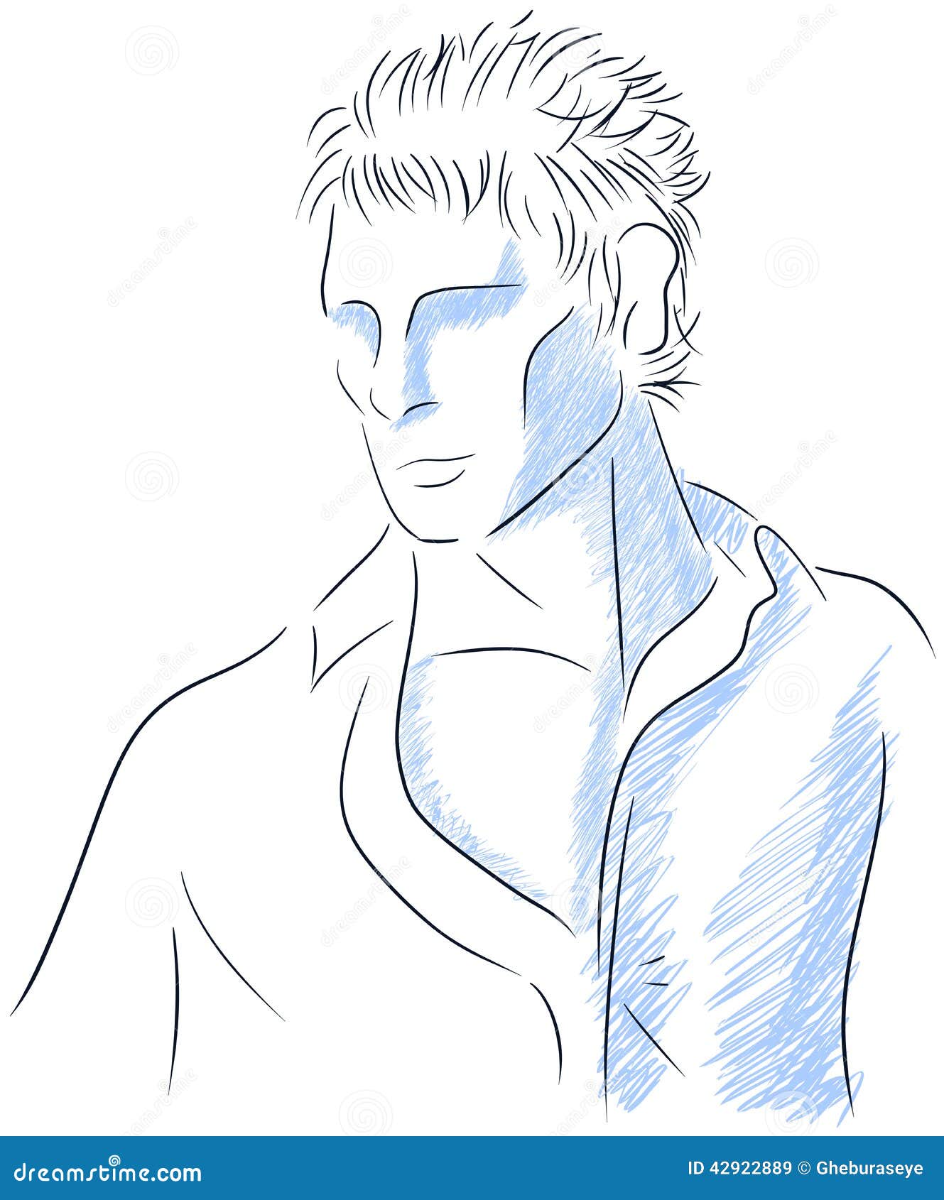 Isolated Man face artistic stock illustration. Illustration of line ...