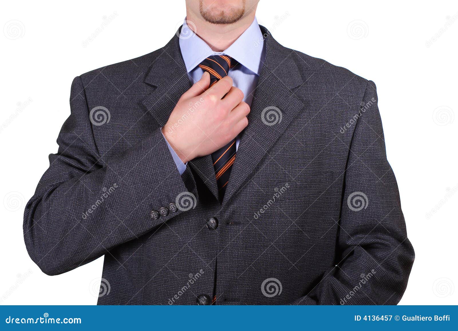 Isolated man fix tie stock image. Image of expressions - 4136457