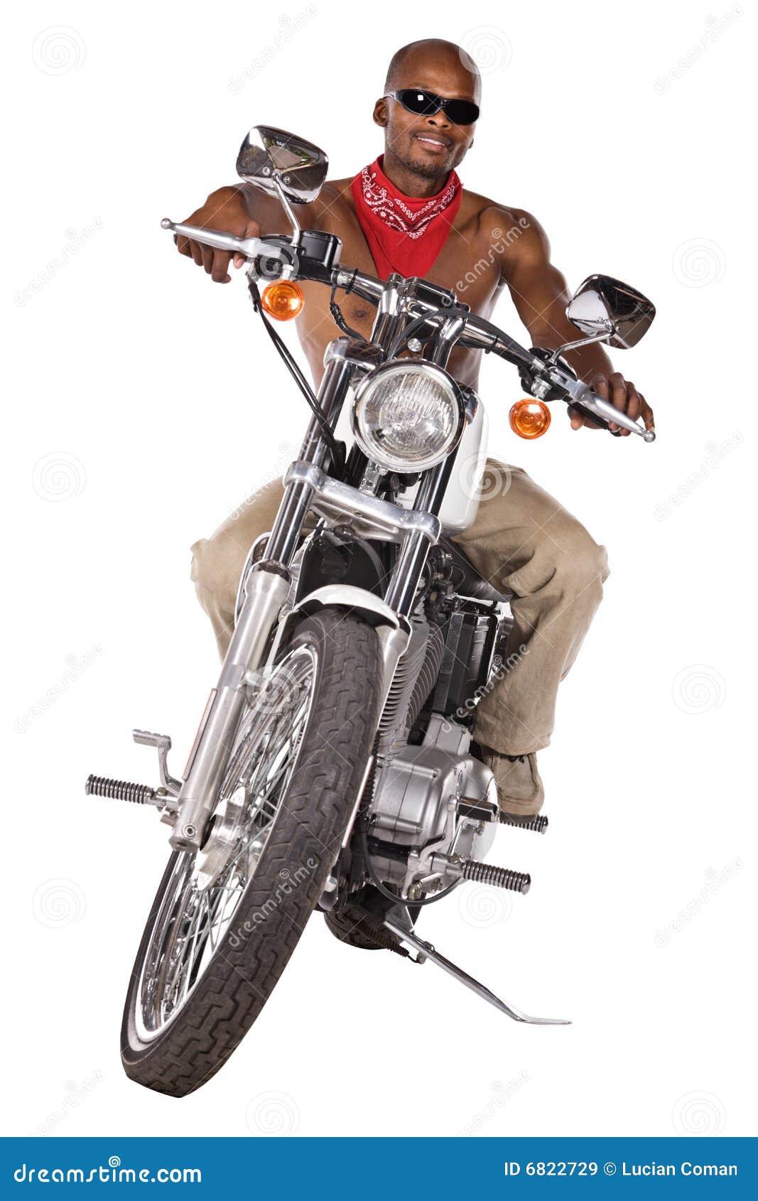 Isolated man on motorbike stock image. Image of smile - 6822729