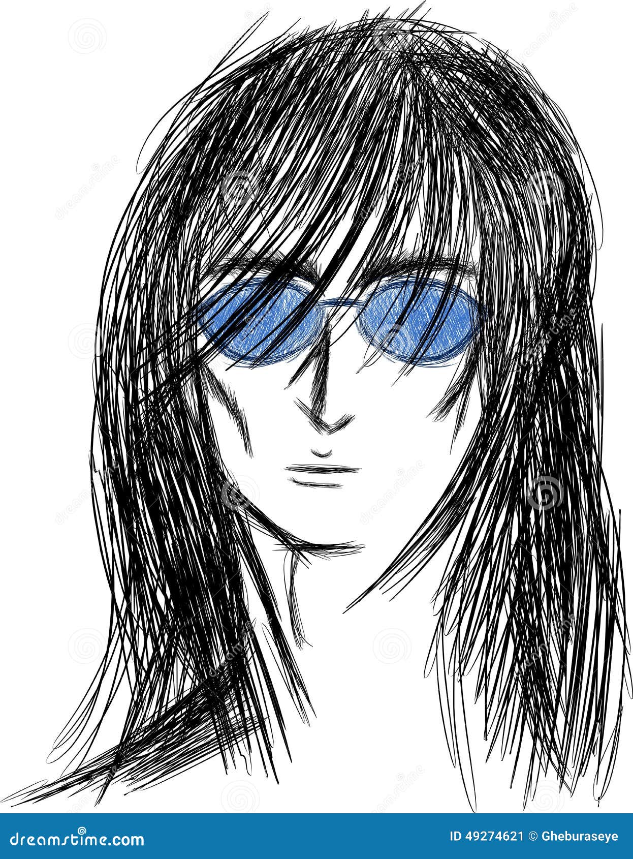 Isolated Man Portrait Artistic with Glasses Stock Illustration ...