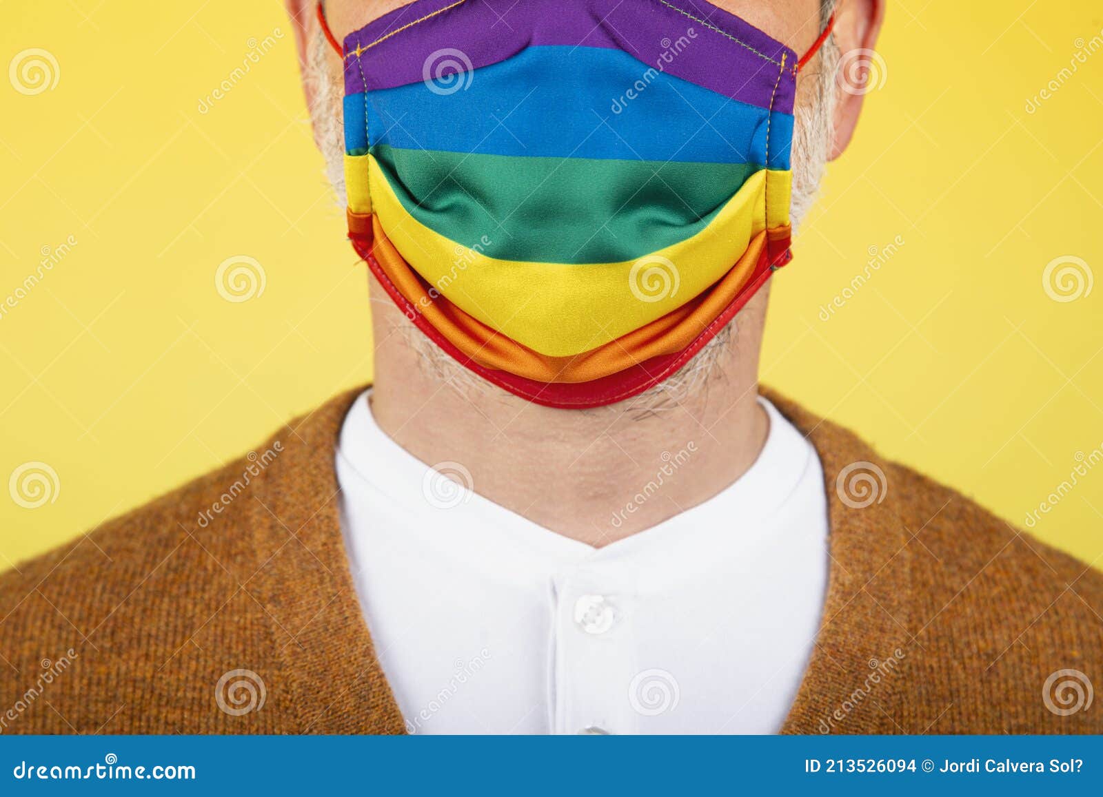 Isolated Man with Rainbow Flag Pride Mask Stock Photo - Image of sexual ...